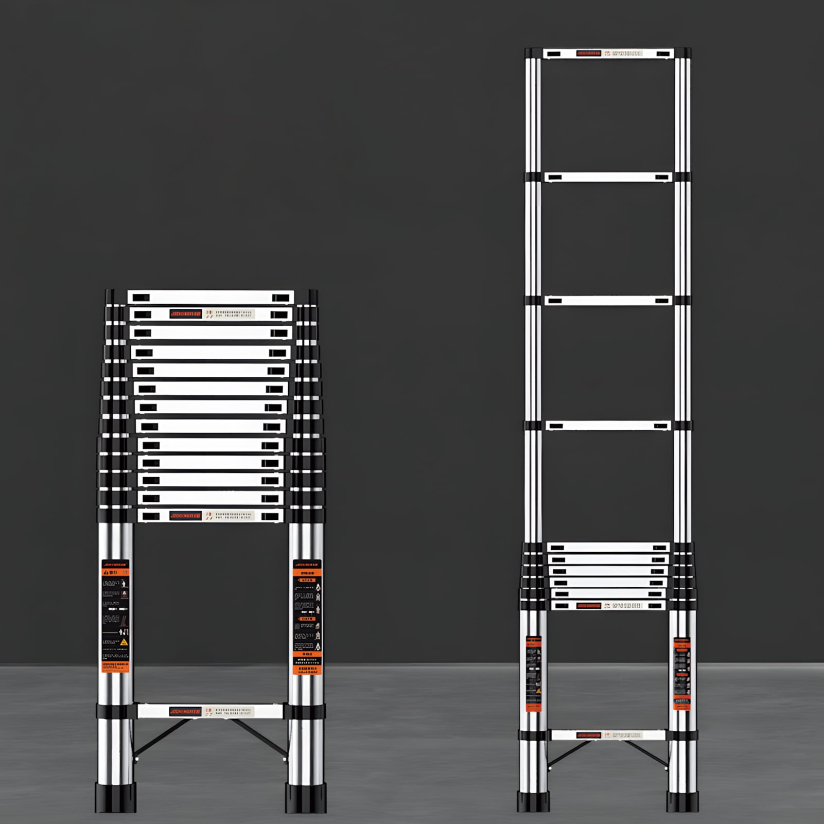 DJZ 12.5ft Stainless Steel Telescoping Extension Ladder with Locking ...