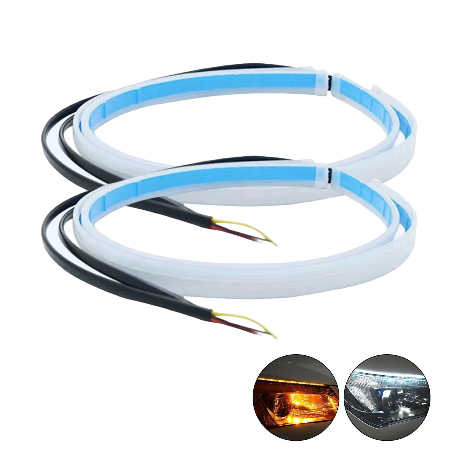 DJZ 2Pcs Car LED Headlight Strips - Super Bright Flexible Waterproof ...