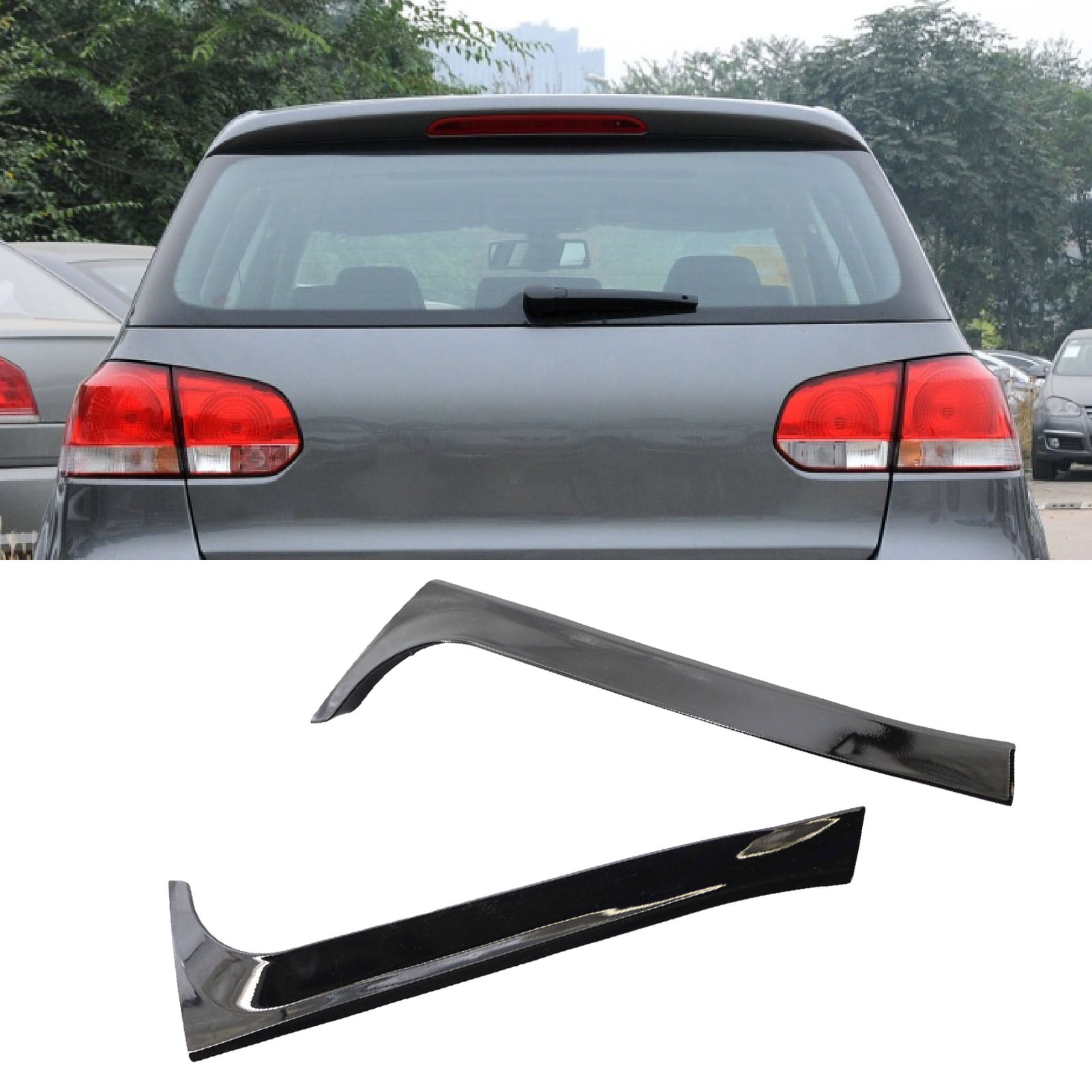 DJZ 2Pcs Self-adhesive Black ABS Rear Window Side Canard Spoiler ...