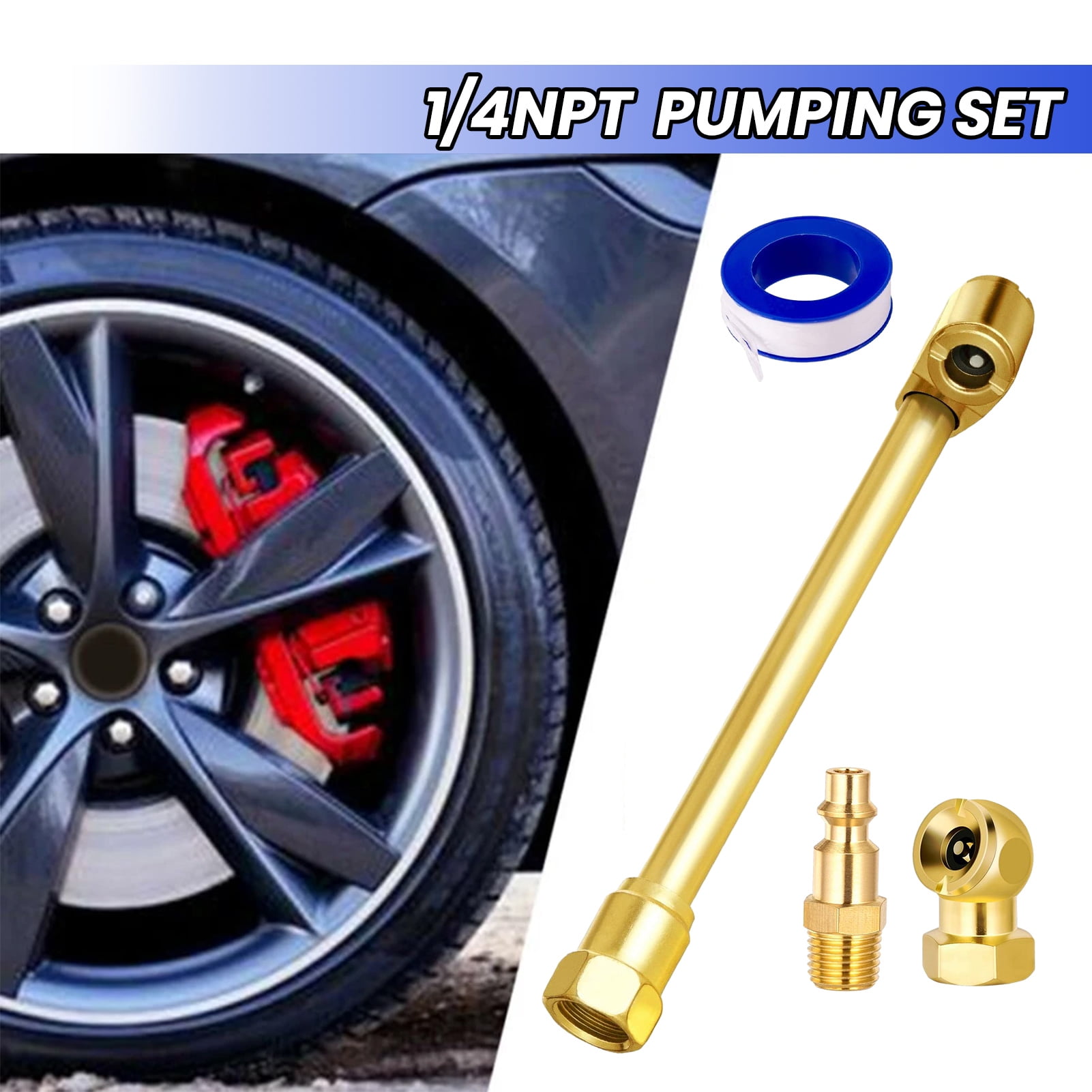 DJZ 4Pcs Air Chuck Set - Dual Head, Closed Ball Tire Air Chuck, 1/4 ...