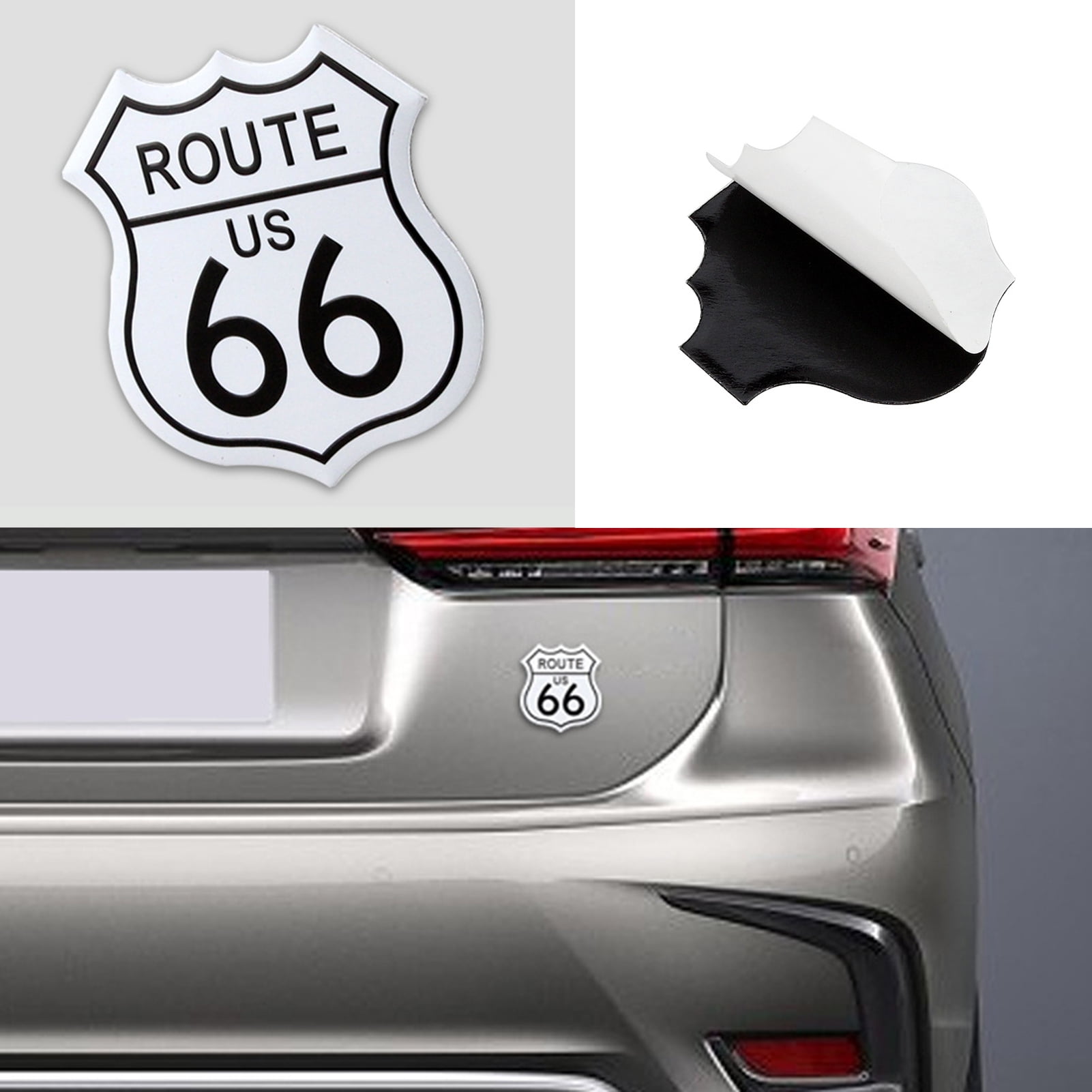 DJZ Aluminum Route 66 Highway Vinyl Car Sticker - 3D Process Design ...