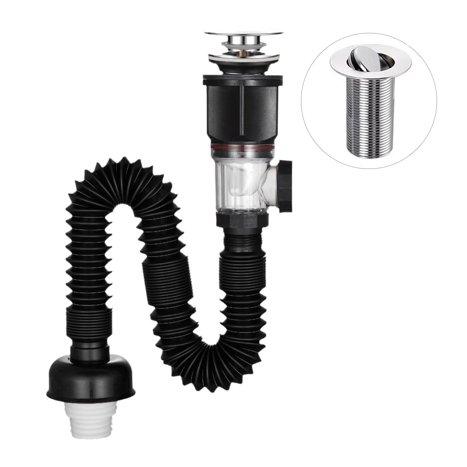DJZ Bathroom Sink Drain Kit - Flexible Expandable P-Trap, Leak-Proof ... DJZ Bathroom Sink Drain Kit - Flexible Expandable P-Trap, Leak-Proof ...