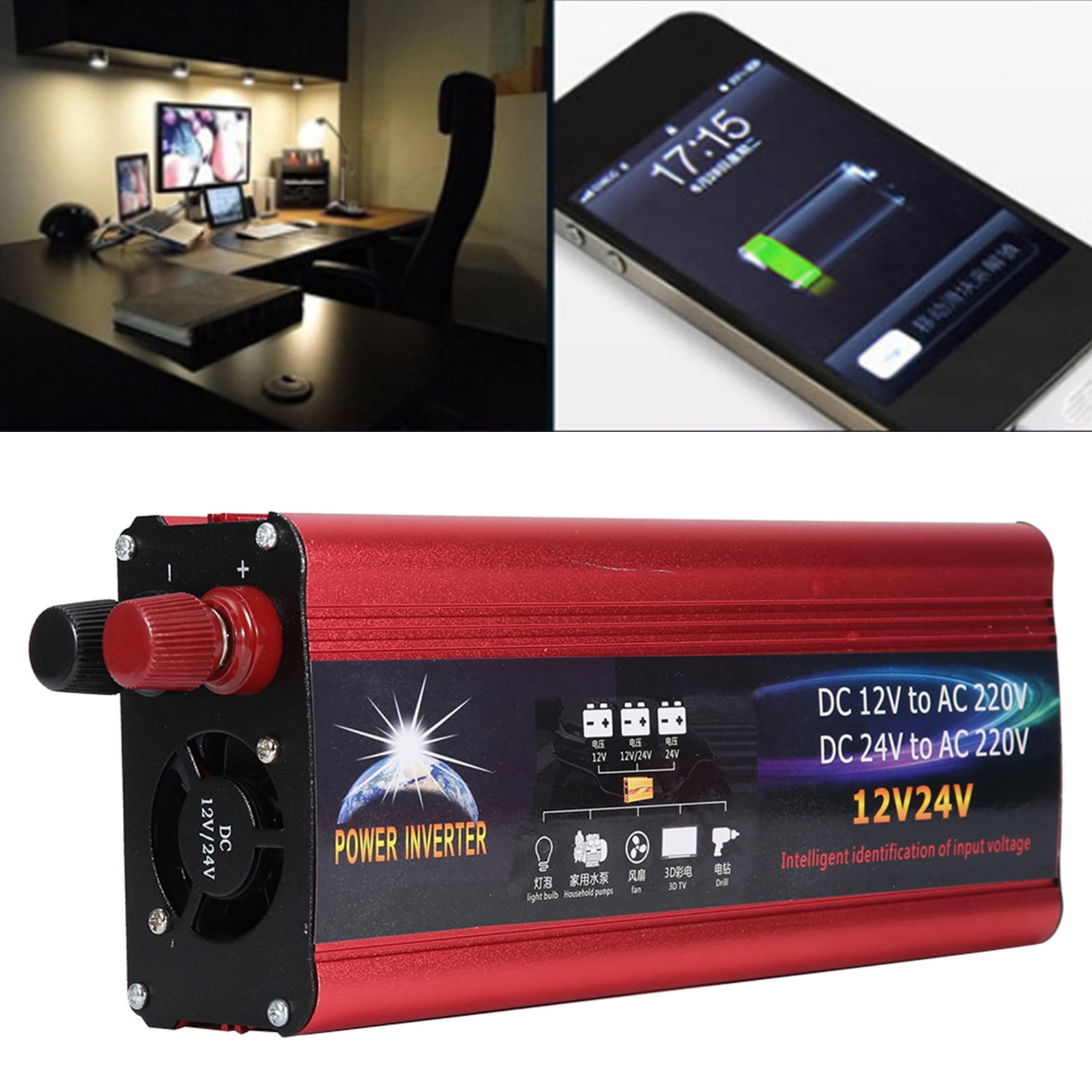 DJZ Car Inverter - High Sensibility Rust-proof 6000W 12V/24V Red Power ...