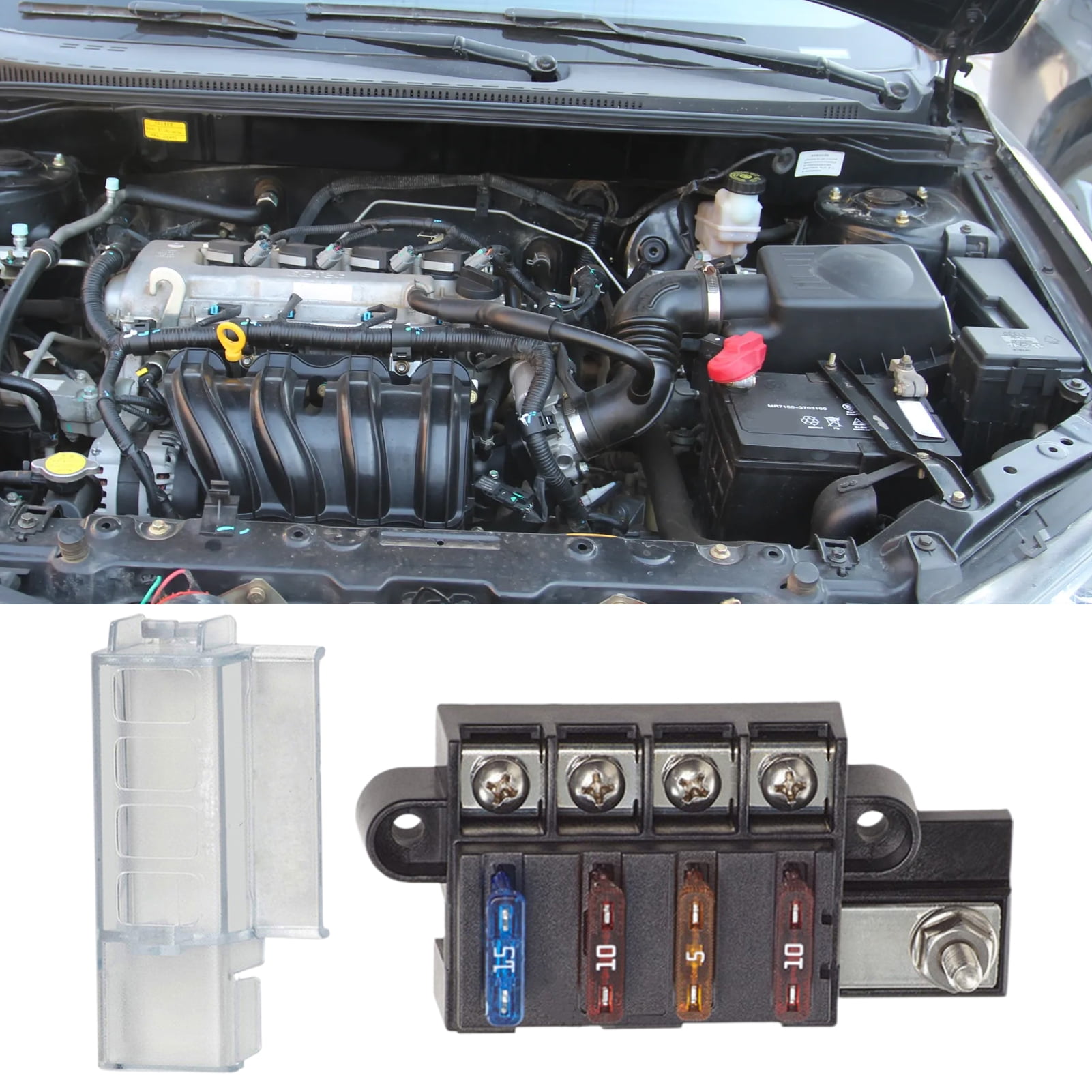 DJZ Fuse Box with Cover LED Indicator - Rust-proof Safe 4-Way Blade ...