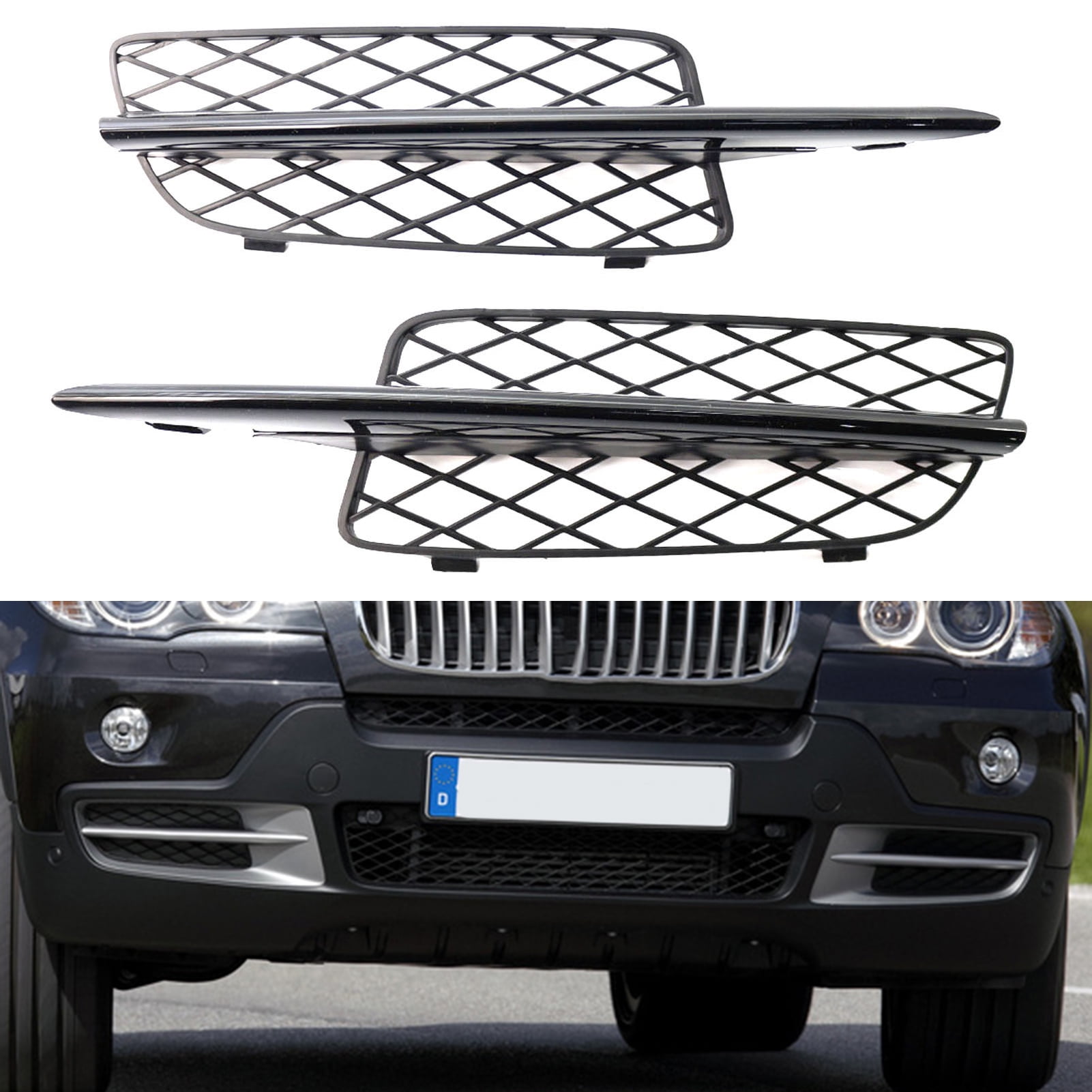 DJZ Lower Grille Honeycomb Anti-corrosive Black L/R Front Bumper Grill ...