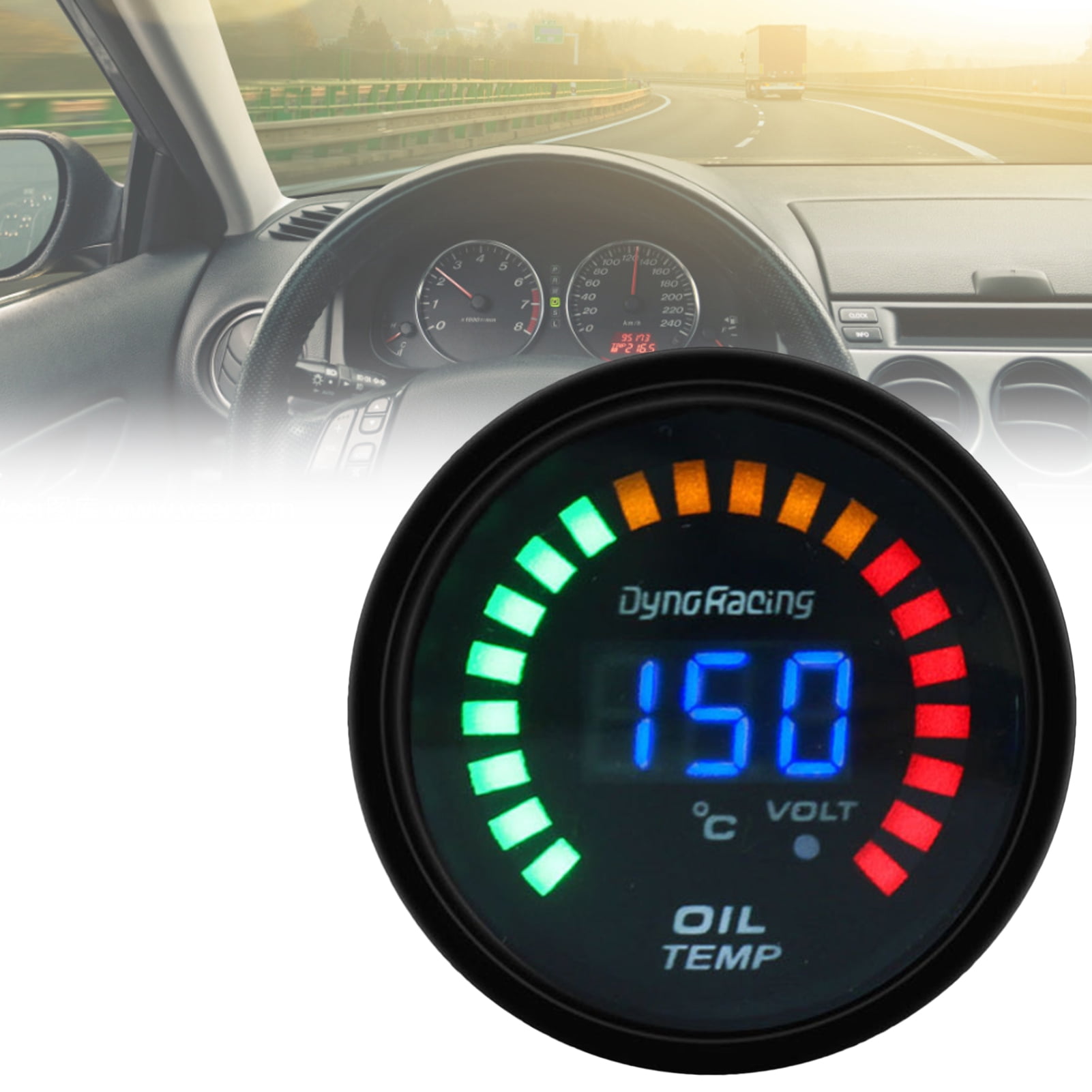 DJZ Oil Temp Gauge, 2-Inch Sensitive Anti-rust Car LED Digital Oil ...