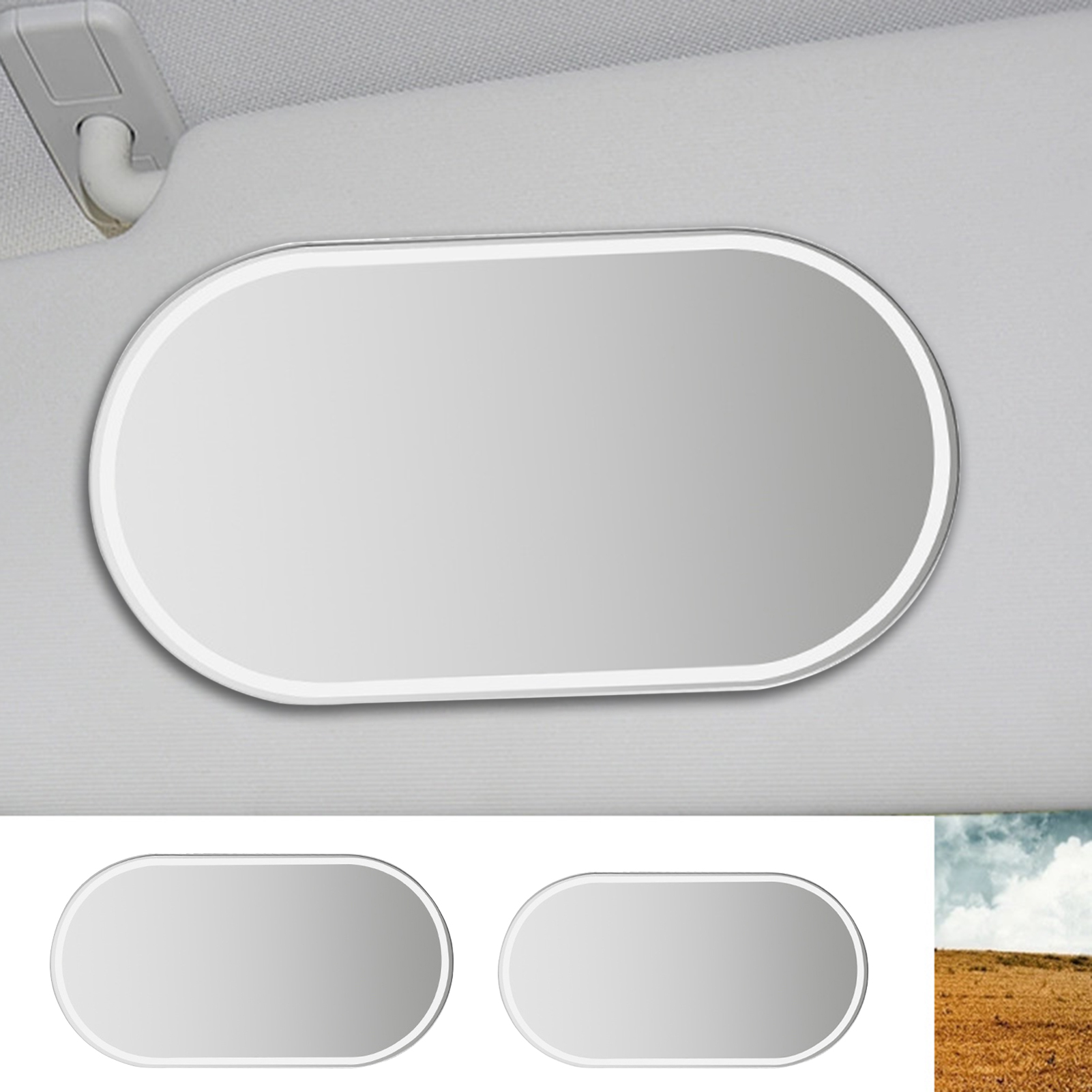 DJZ Space-saving Car Visor Mirror - High Clearly Oval-shaped Vanity ...