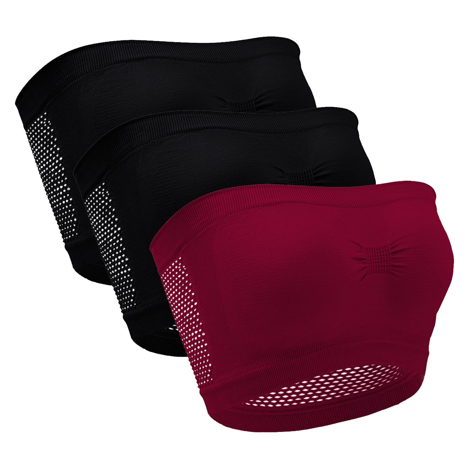 DJskiyers 3 Pack Womens Strapless Bra Off Shoulder Bustier Bras Basic Wrap Bras Comfort No Wire ...