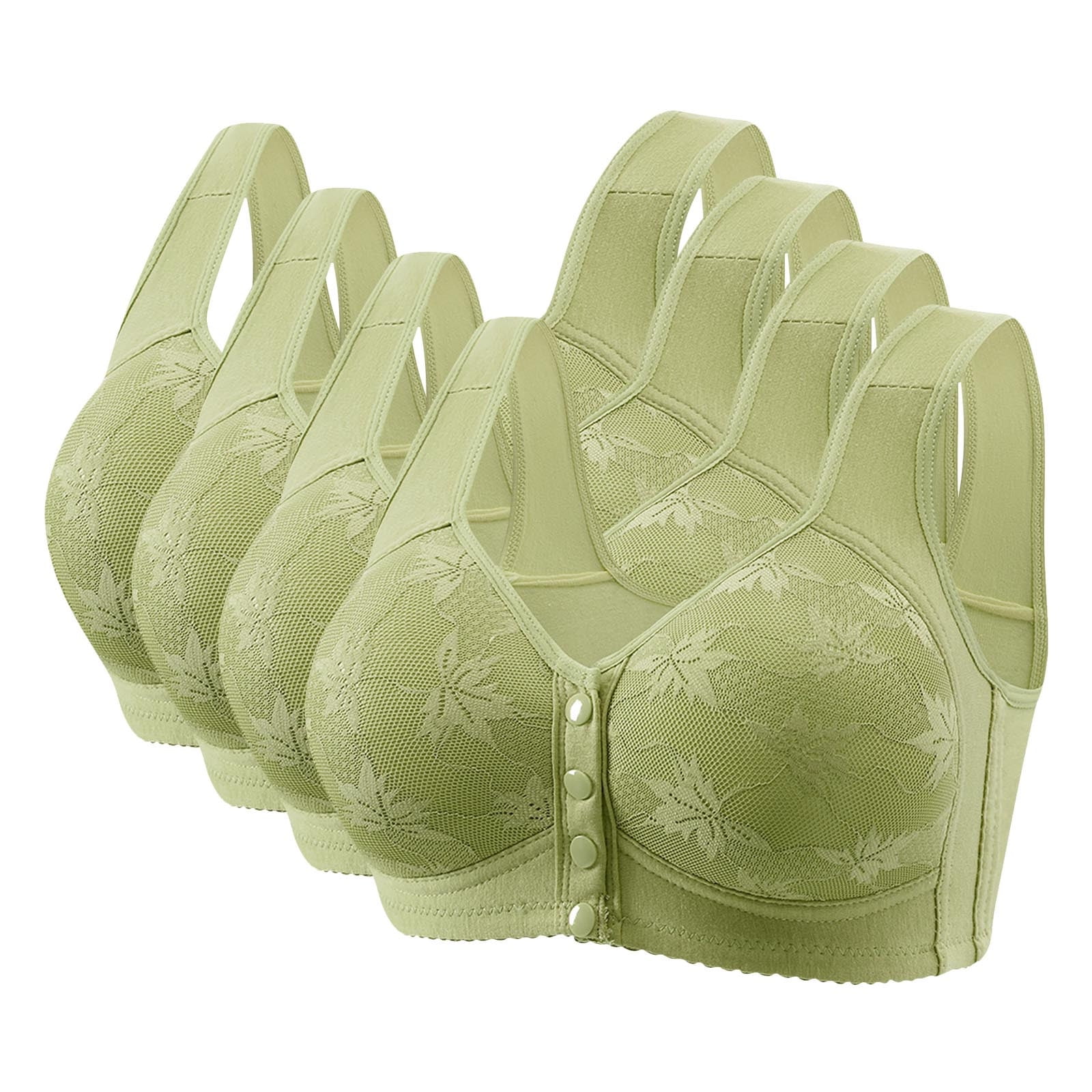 DJskiyers 4 Pcs Daisy Bras for Older Women Wireless Front Closure Bra ...