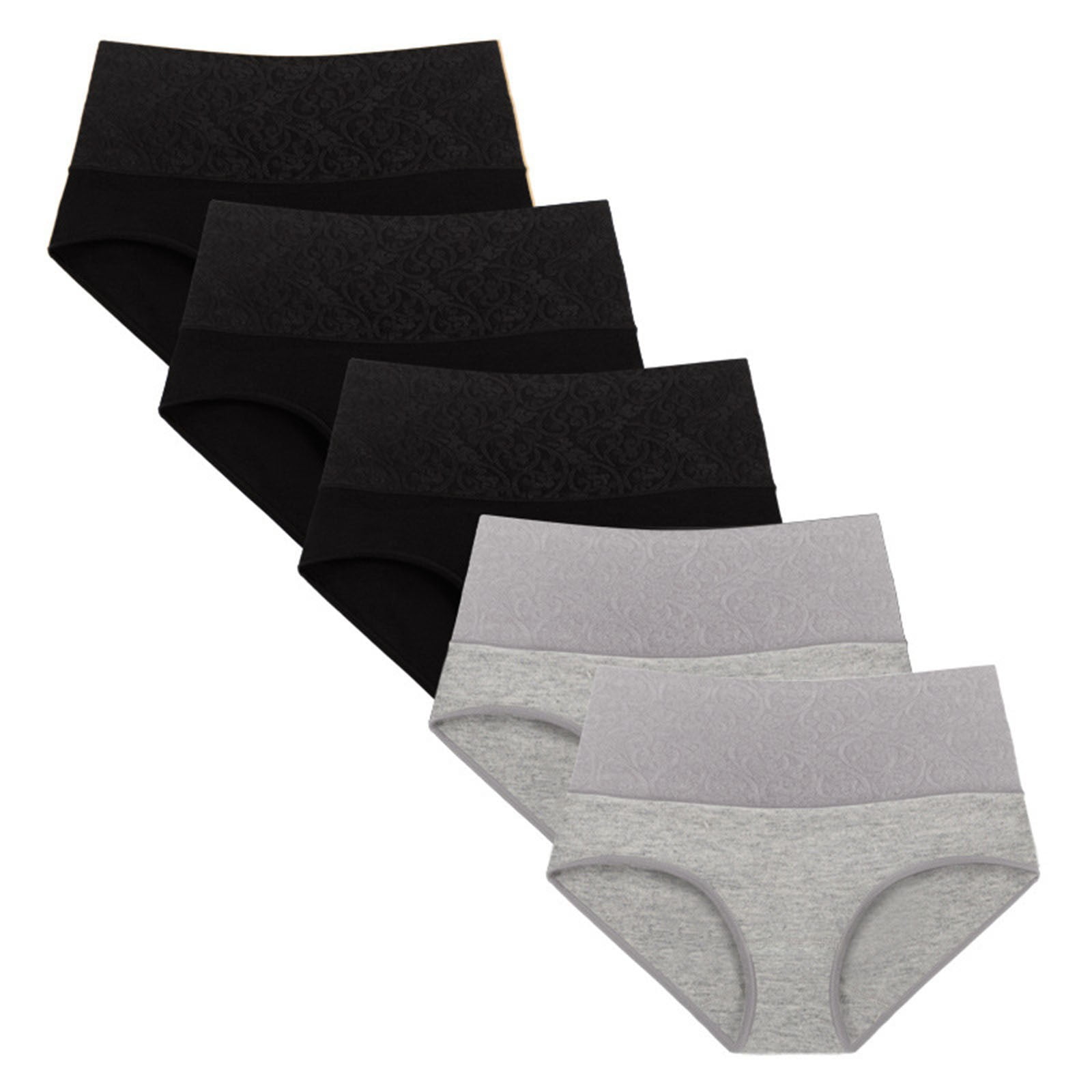 DJskiyers 5 Pack Women Cotton Panties Tummy Control Underwear Comfy ...