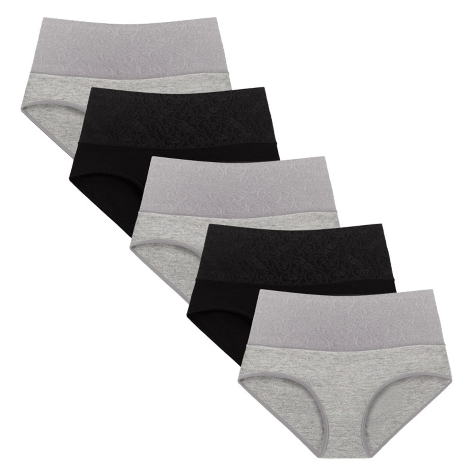 DJskiyers 5 Pack Women Cotton Panties Tummy Control Underwear Comfy ...