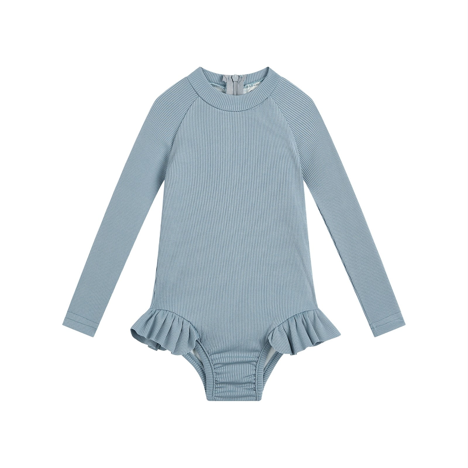 DJskiyers Baby Girls One Piece Swimsuit Zip Rash Guard Swimwear Ruffled ...