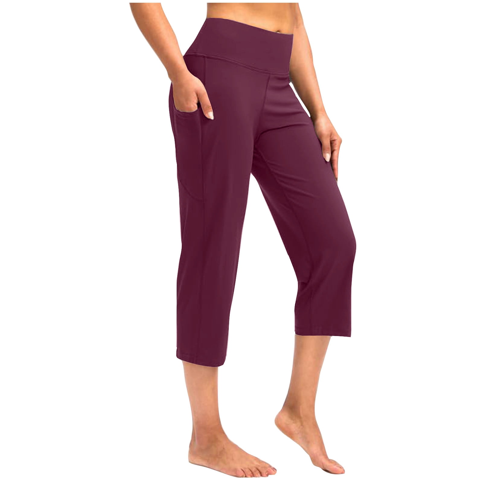 DJskiyers Capris Pants for Women High Waisted Pants Crop Athletic ...