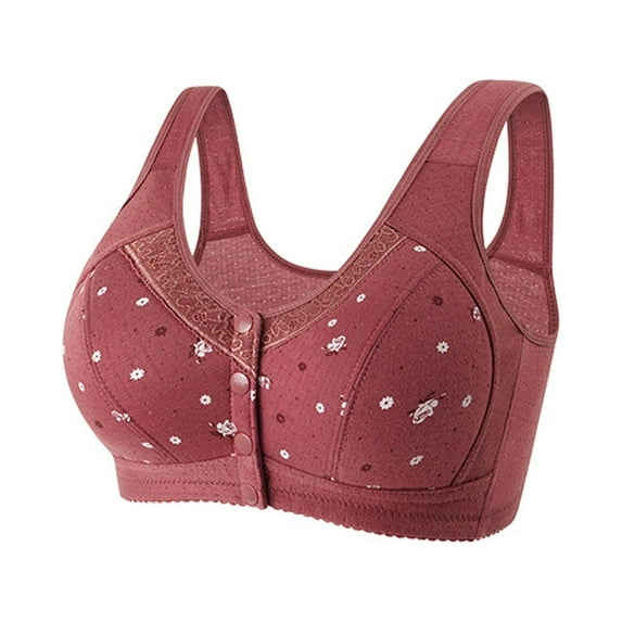 Daisy Bras for Older Women Button Front Closure Sleep Bra Seamless No ...