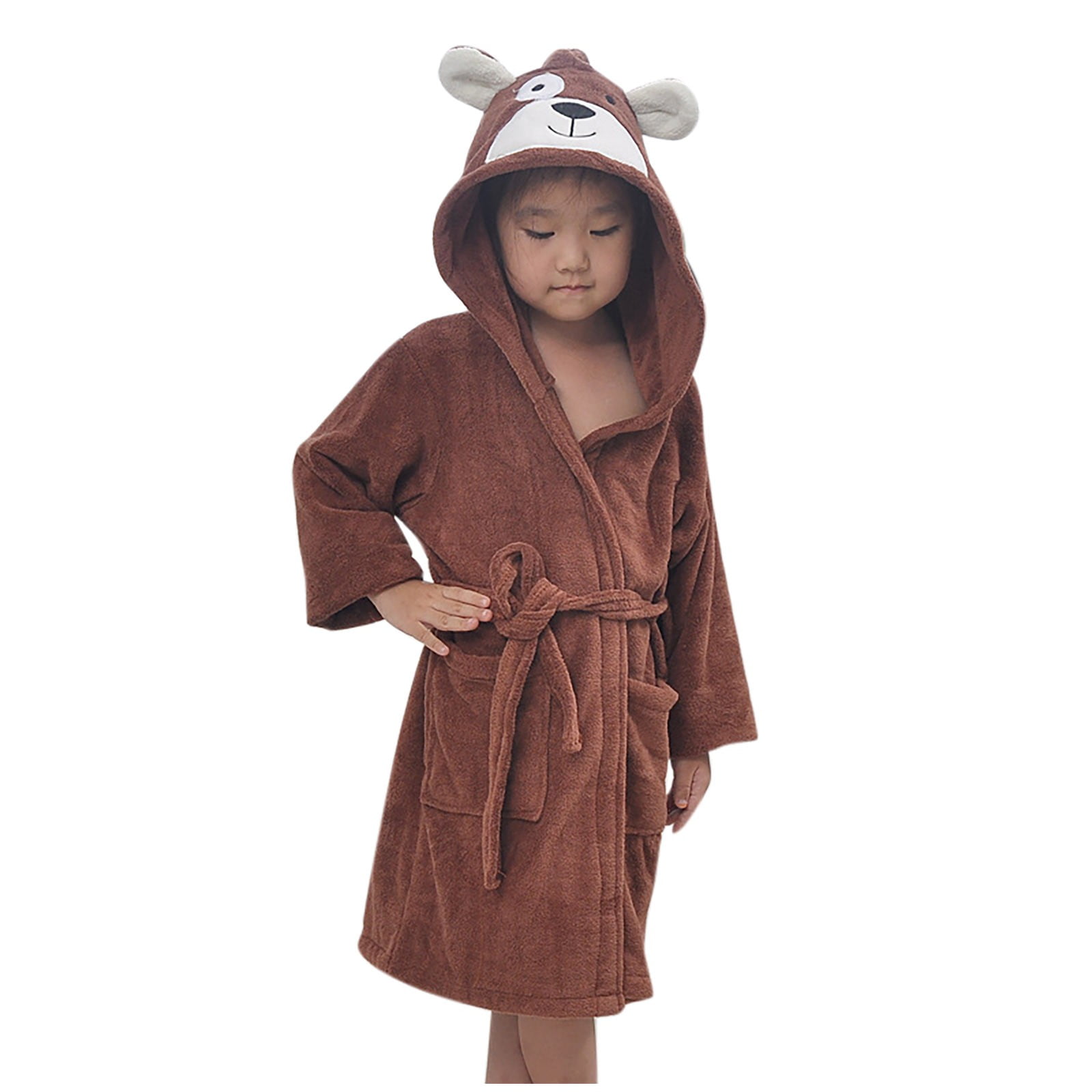 DJskiyers Girl's Bathrobe Animal Hooded Sleeper Robes Thick Thermal ...