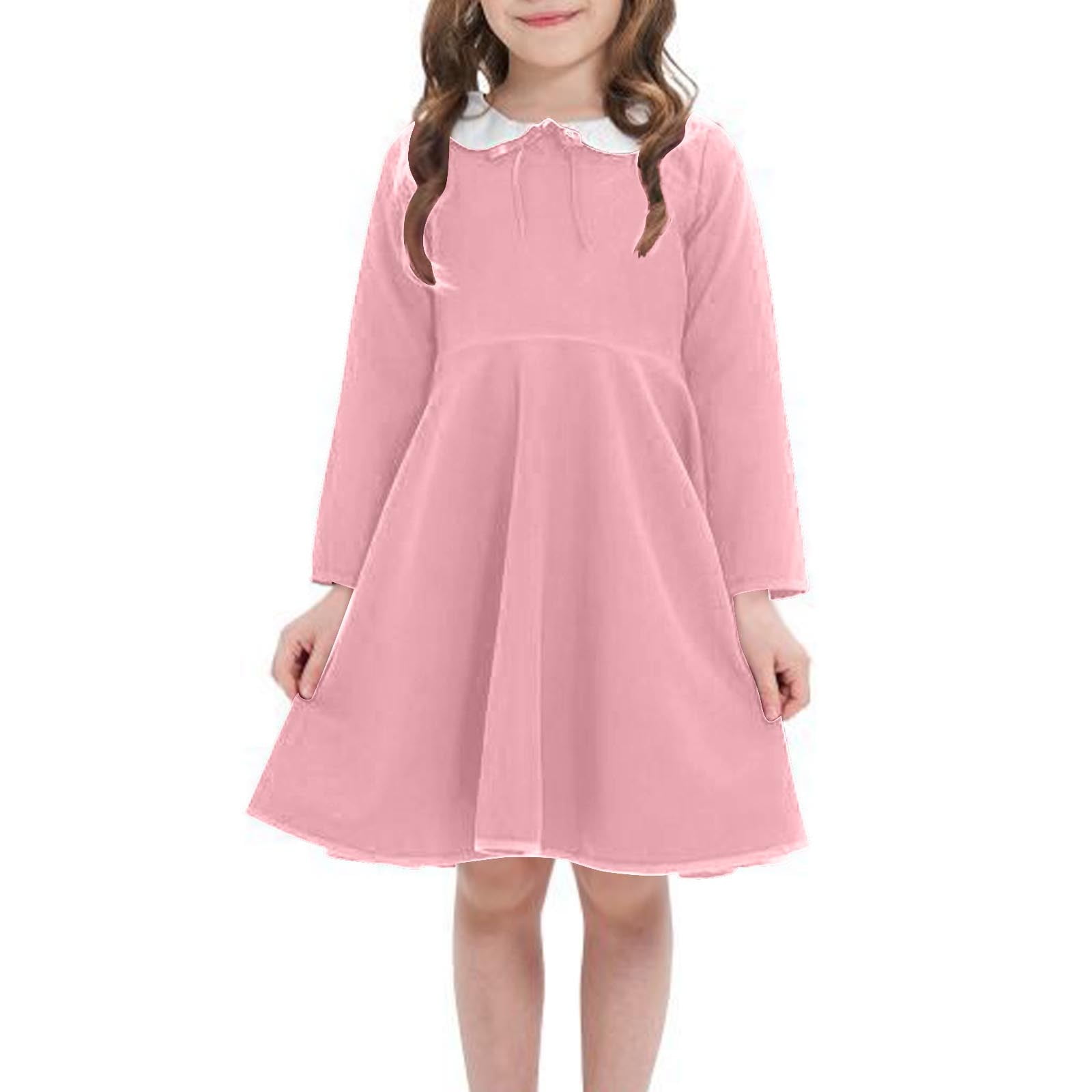 DJskiyers Girls Long Sleeve Dress Cotton Spring Dresses Vintage Casual ...