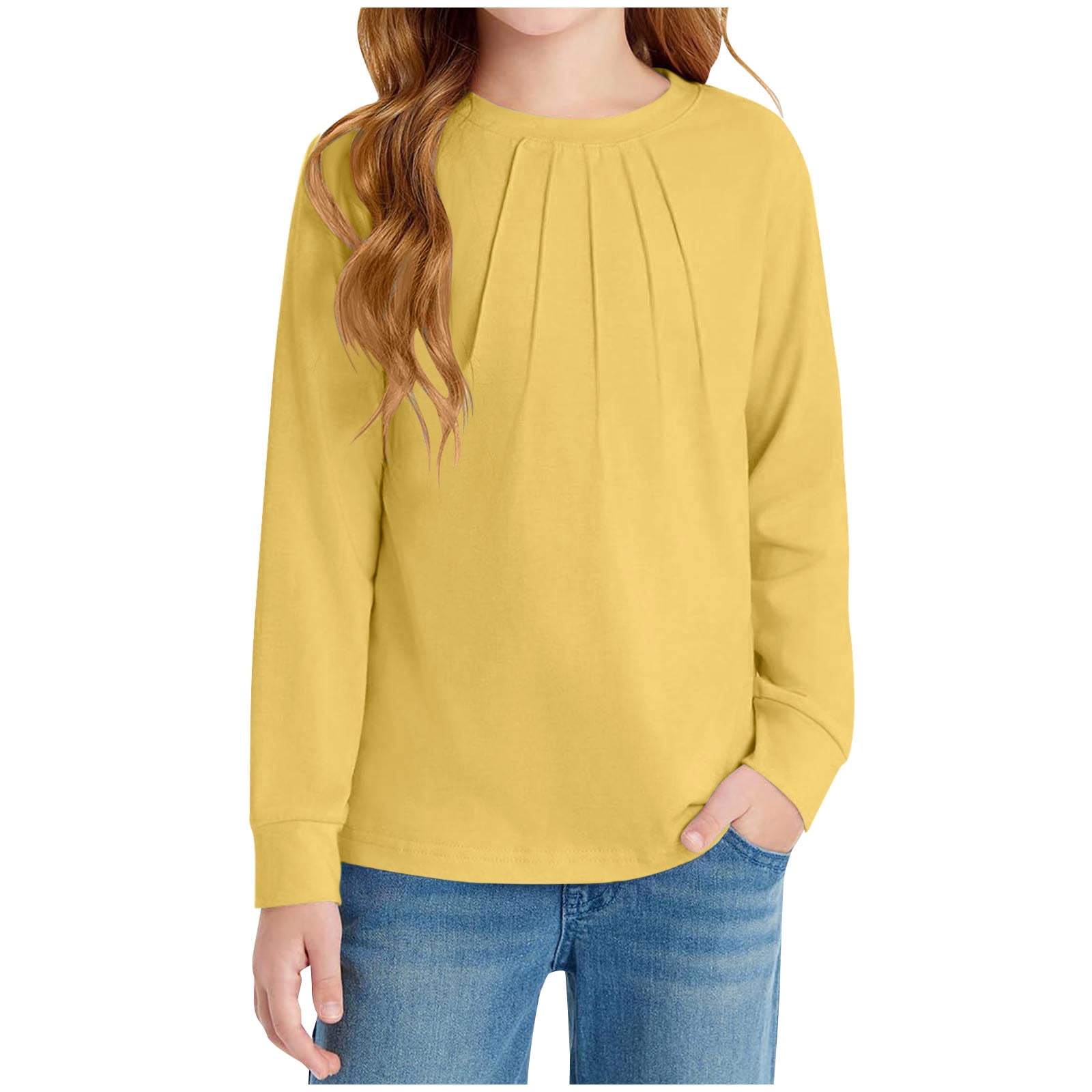 DJskiyers Girls Long Sleeve Tops Crew Neck Casual Shirts Fashion ...