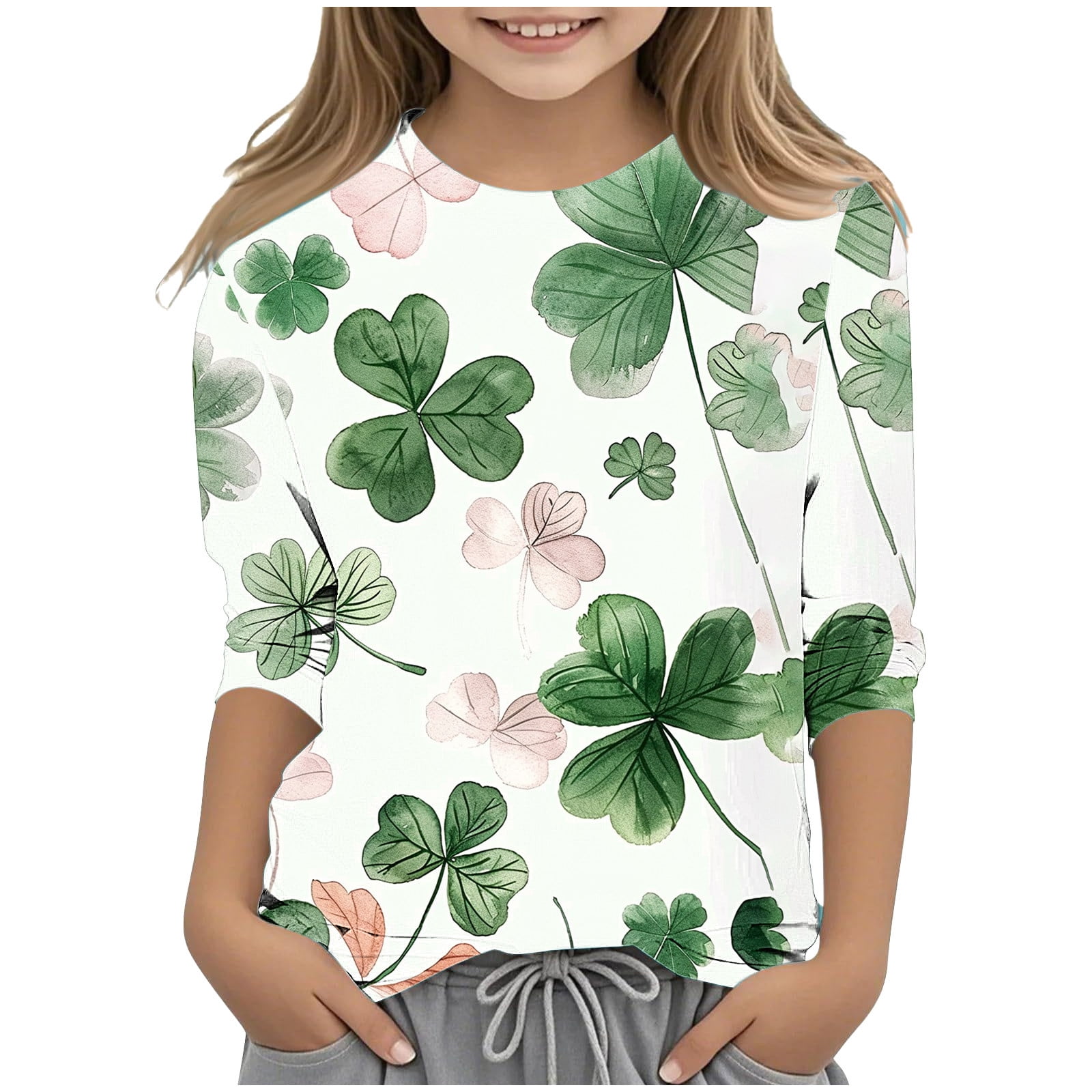 DJskiyers Girls St Patricks Day Cute Graphic Tshirt 3/4 Sleeve Tops ...