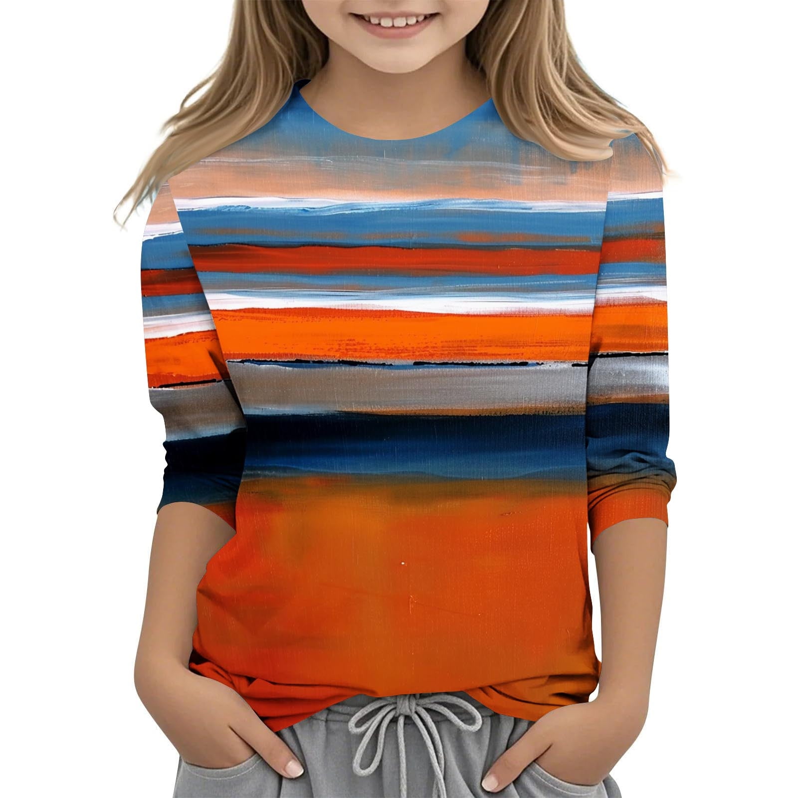 DJskiyers Girls Tee Shirts 2025 Trendy Casual Blouses Striped Summer T ...