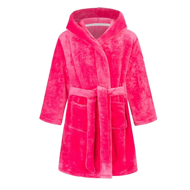 DJskiyers Girls Towel Robes Warm Winter Bath Robe Hooded Kimono Robes ...