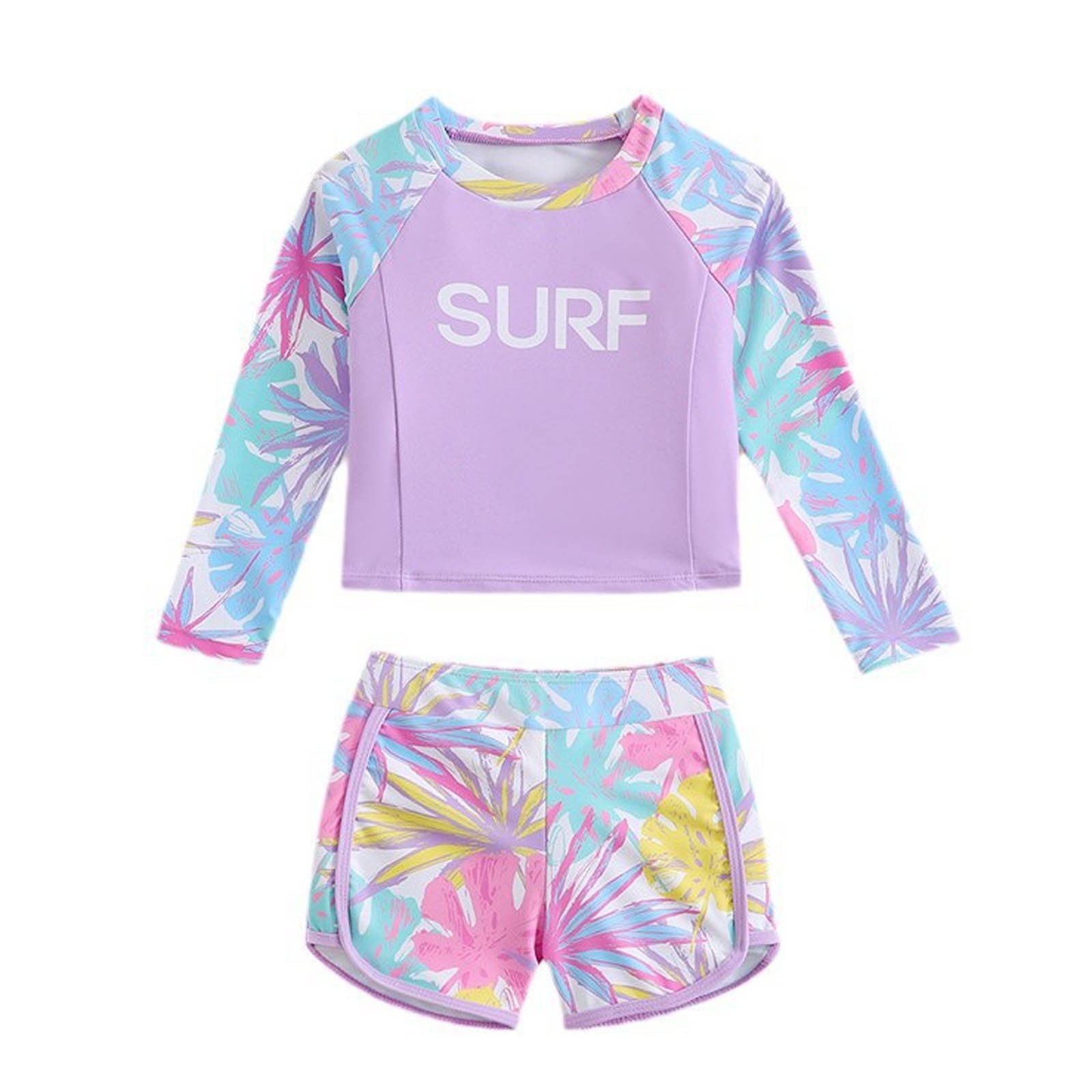 DJskiyers Kids Girls Swimsuit Two Pieces Bathing Suit Sun Protection ...