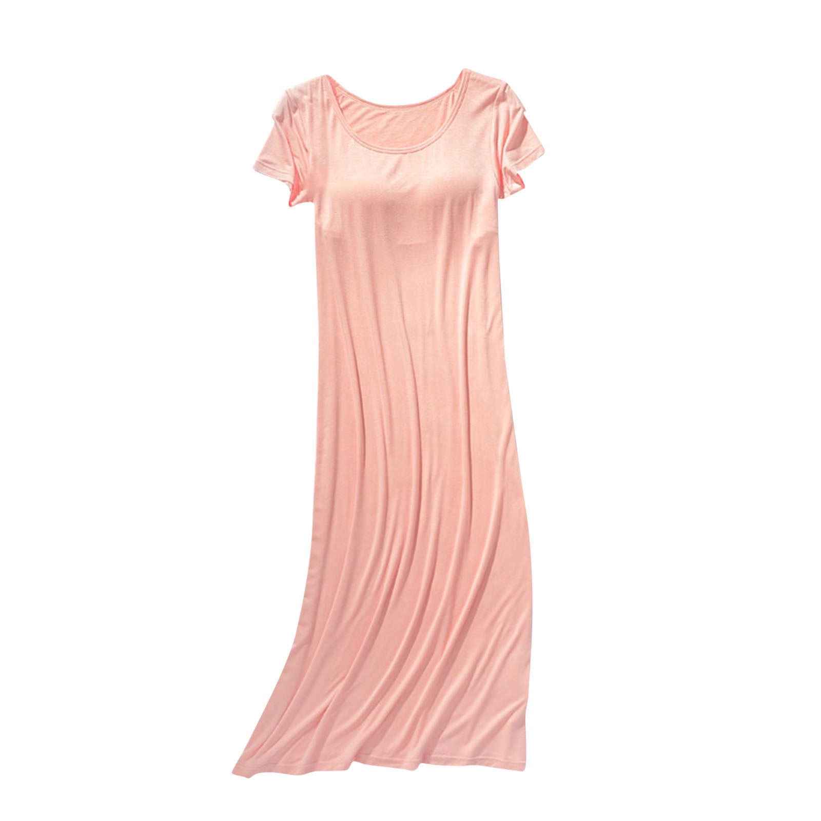 DJskiyers Long Nightgowns for Women Solid Short Sleeve Maxi Dresses ...