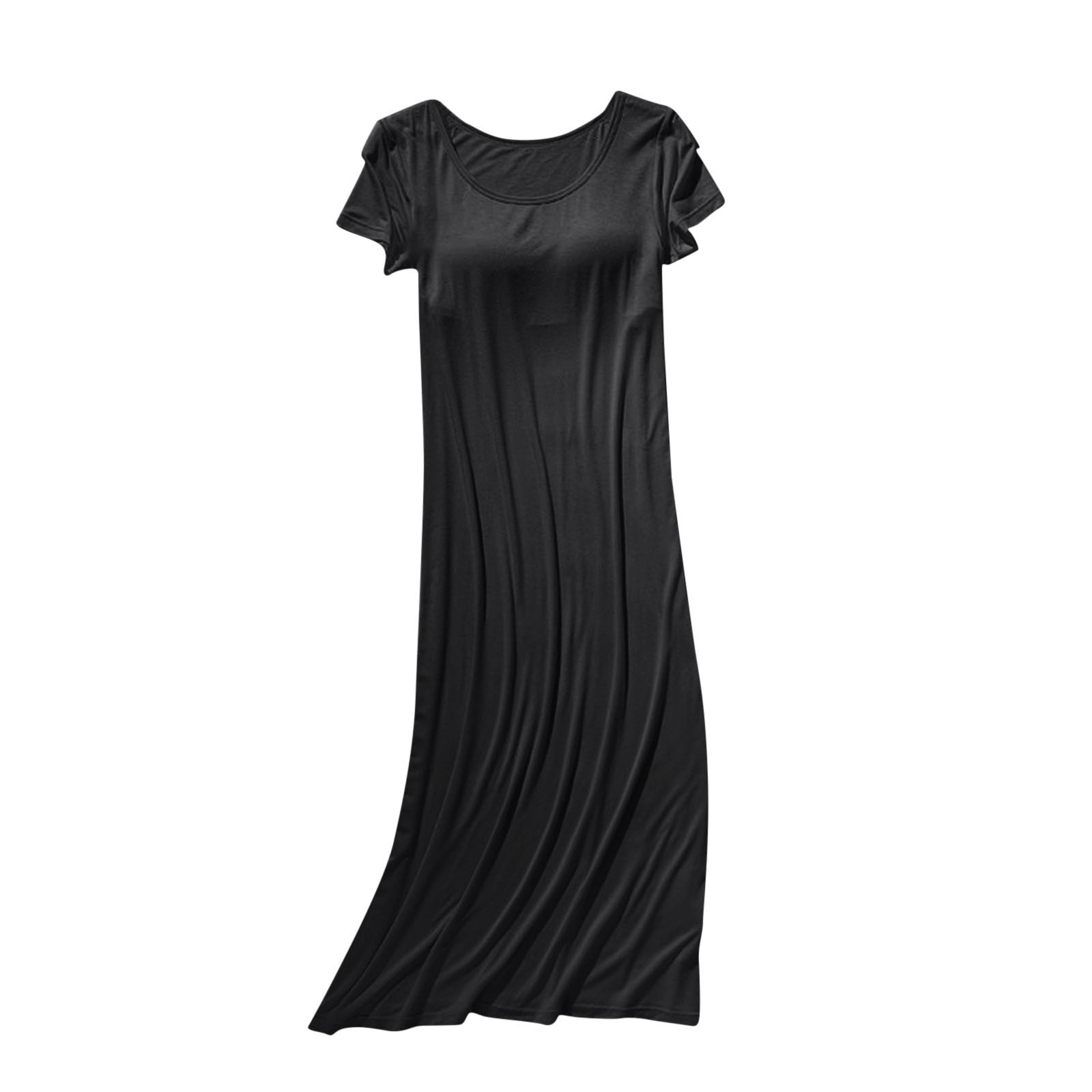 DJskiyers Long Nightgowns for Women Solid Short Sleeve Maxi Dresses ...