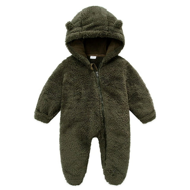 DJskiyers Newborn Baby Footie Snowsuit Warm Winter Rompers Bear Ear ...