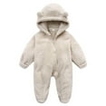 DJskiyers Newborn Baby Footie Snowsuit Warm Winter Rompers Bear Ear Hood Furry Onesie Zip Up ...