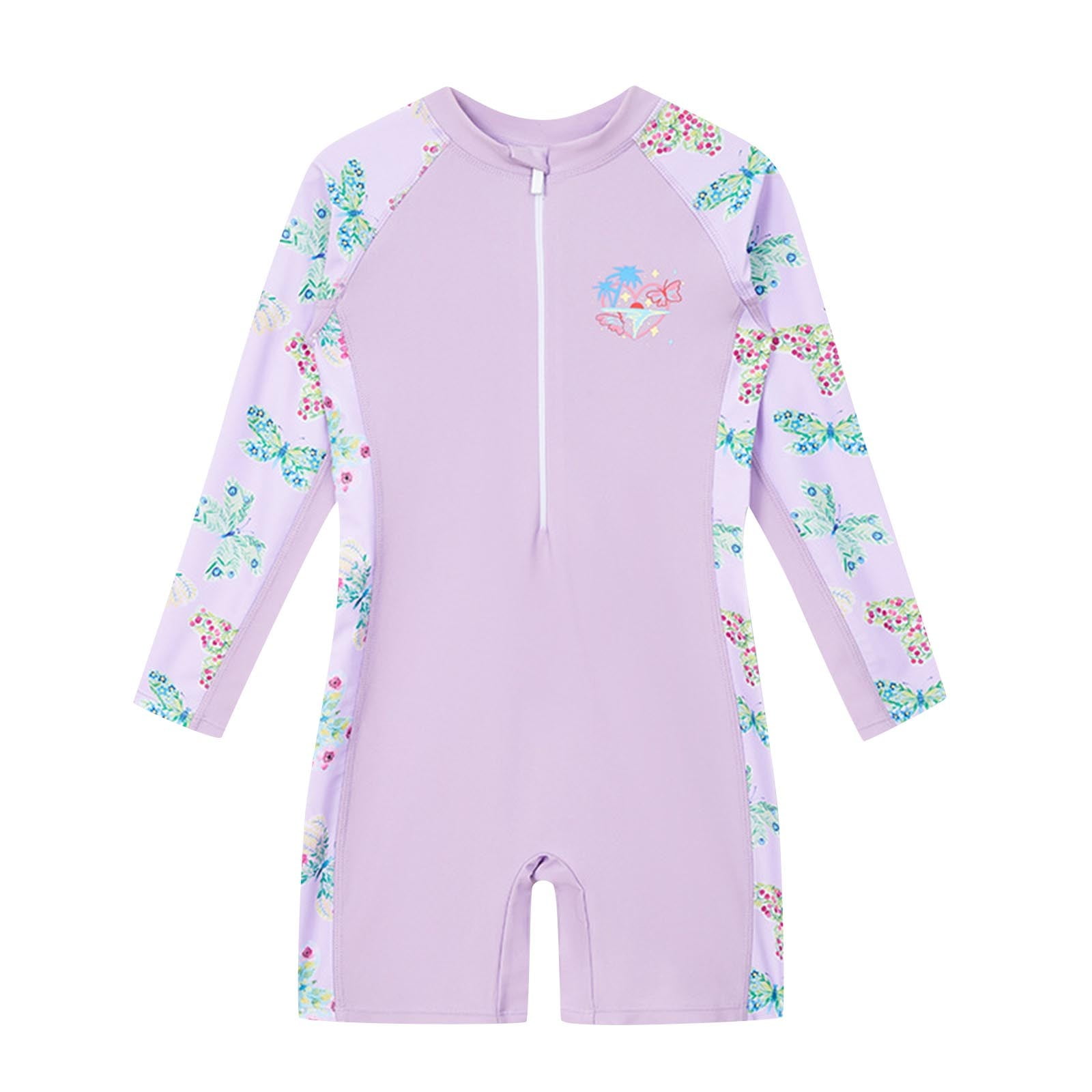 DJskiyers One Piece Beachwear for Girls Cute Printed Long Sleeve ...