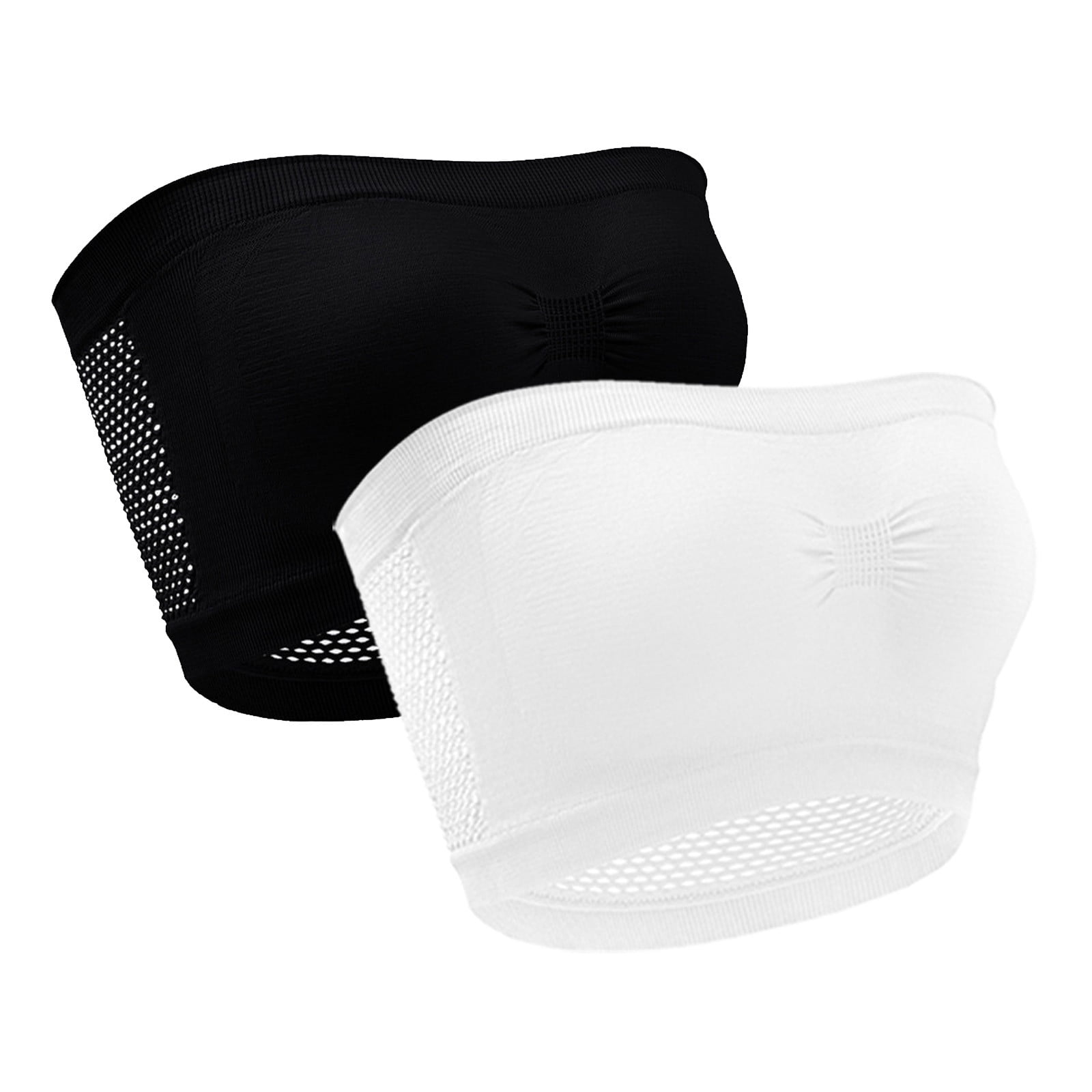 DJskiyers Seamless Bandeau Bra for Women 2 Pack Strapless Bralettes ...