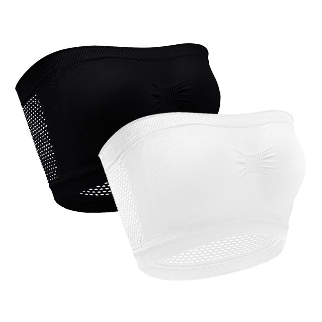 DJskiyers Seamless Bandeau Bra for Women 2 Pack Strapless Bralettes ...