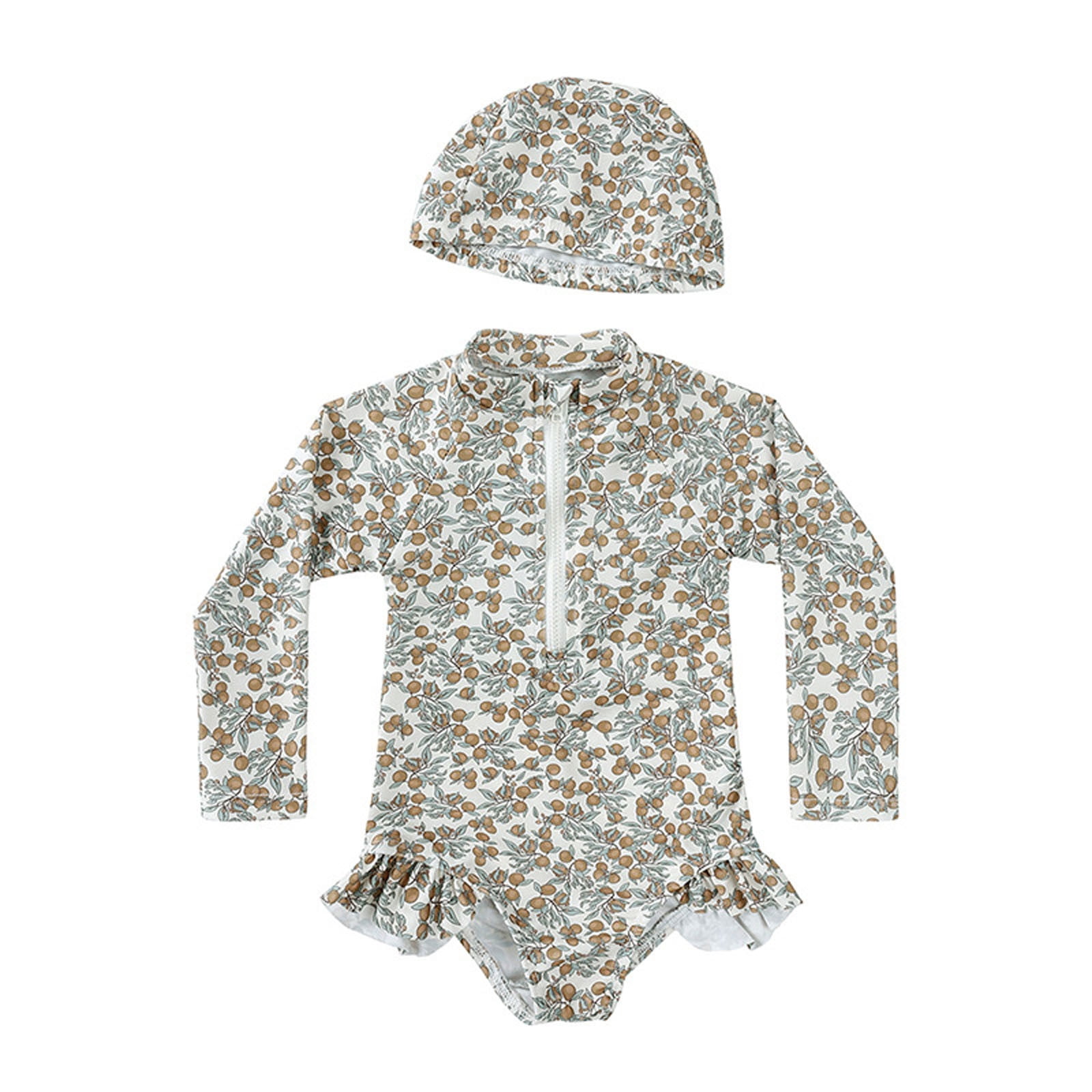 DJskiyers Toddler Baby Girl One Piece Swimsuit Floral Long Sleeve ...