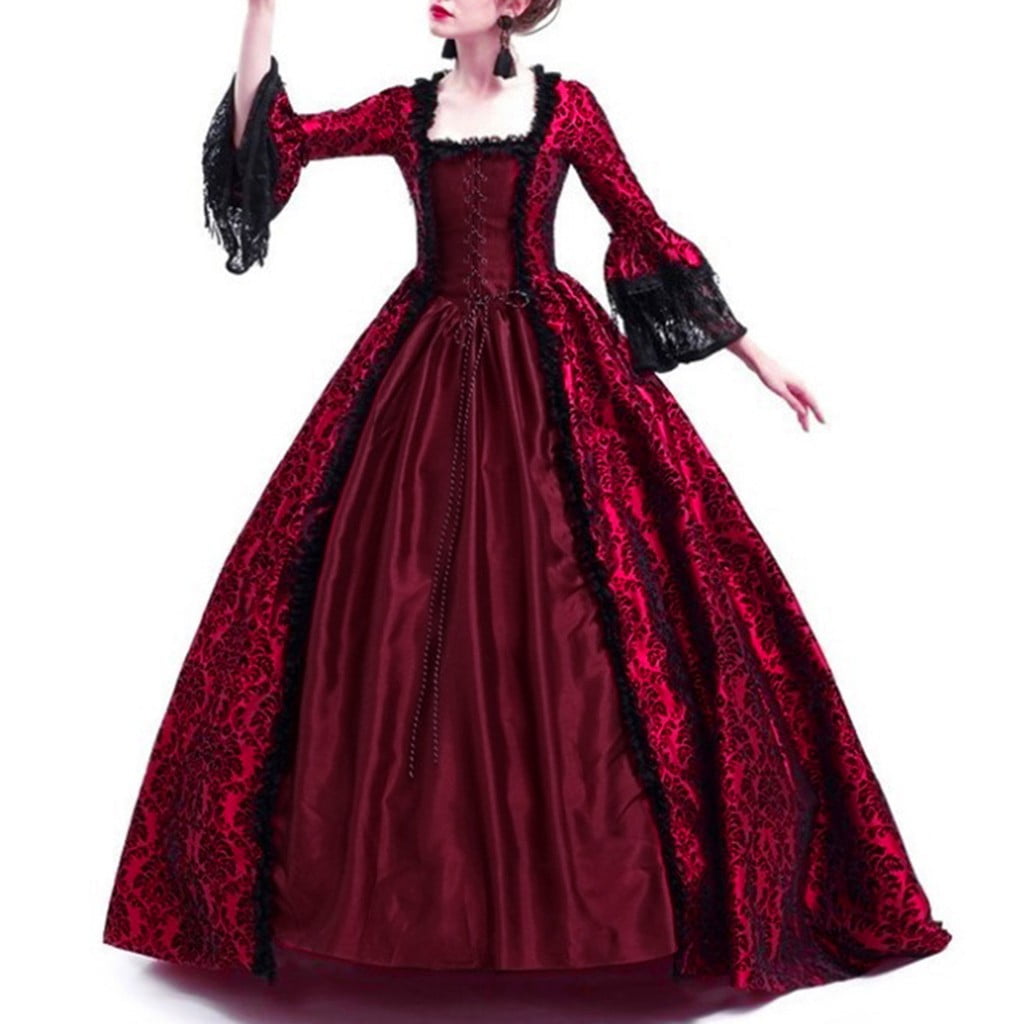 DJskiyers Women Victorian Dress Vintage Long Party Dress Flare Sleeve ...