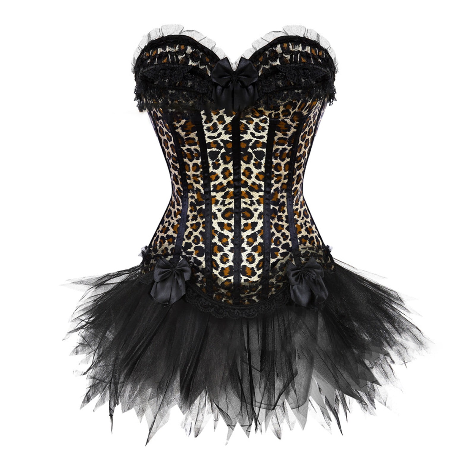 DJskiyers Women's Corset Dress Plus Size Overbust Corset Skirt Set Plus ...