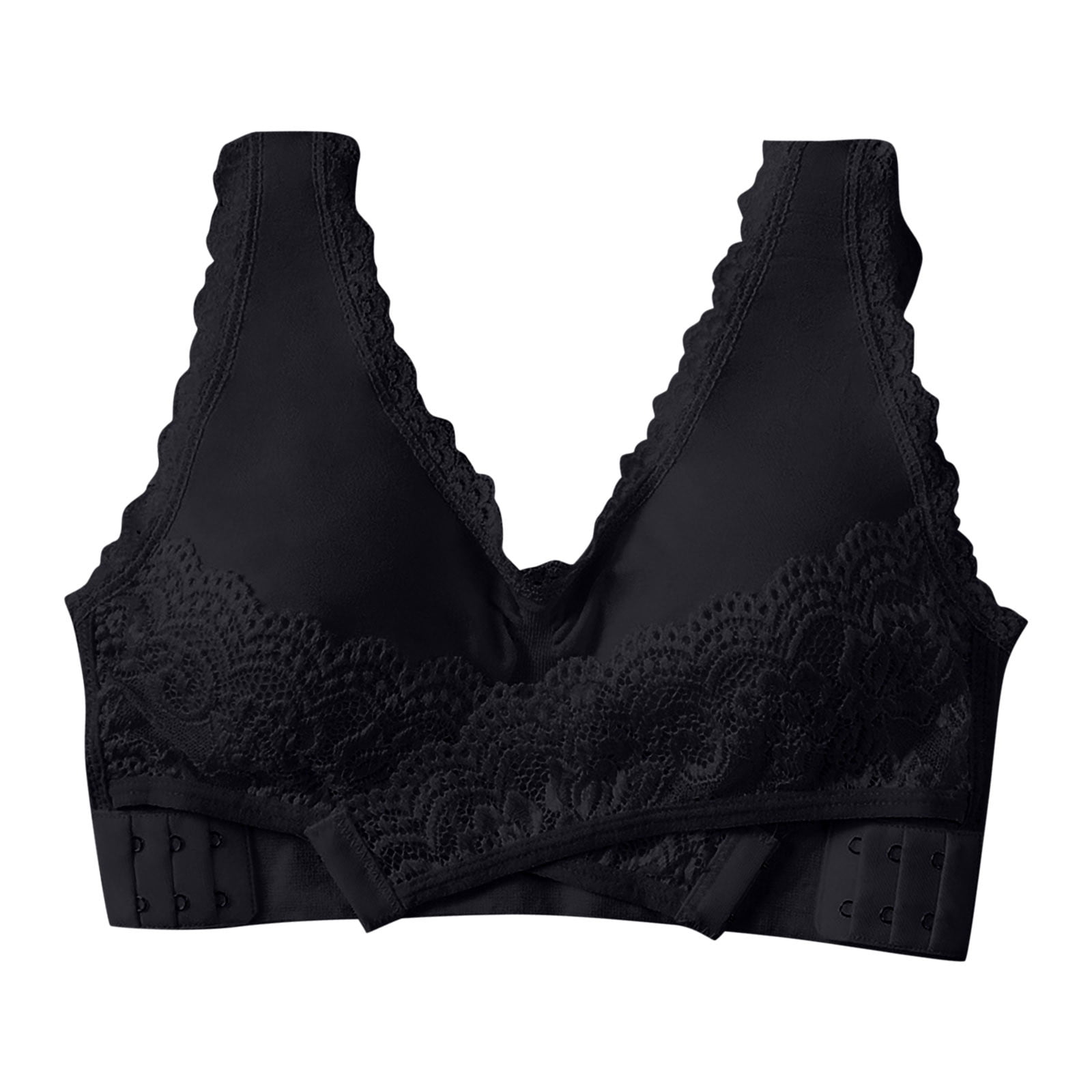 DJskiyers Women's Everyday Bralette Comfy Corset Bra Front Cross Side ...