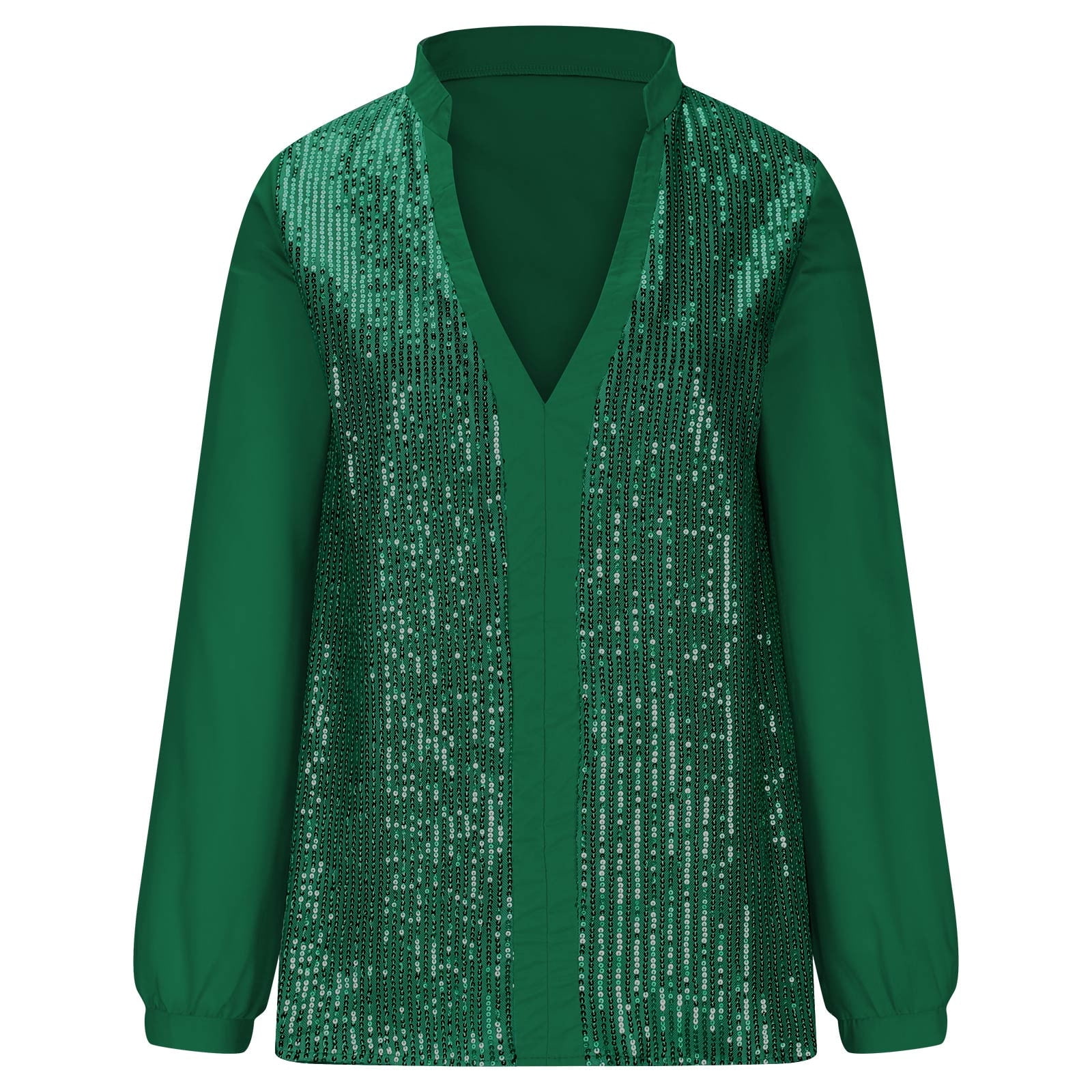 DJskiyers Women's Long Sleeve Sequin Tops Dressy Casual Blouses V Neck ...