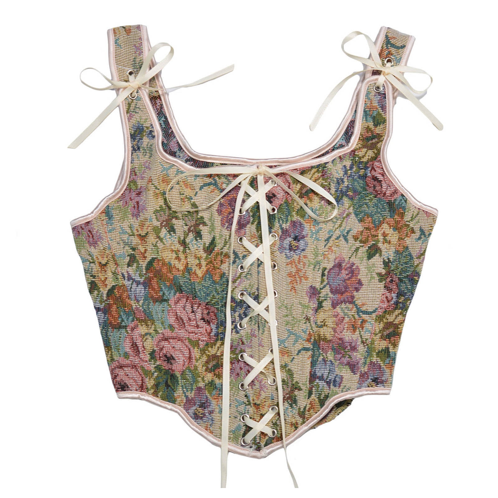 DJskiyers Womens Vintage Bustier Corset Top Linen Lace up Corsets ...