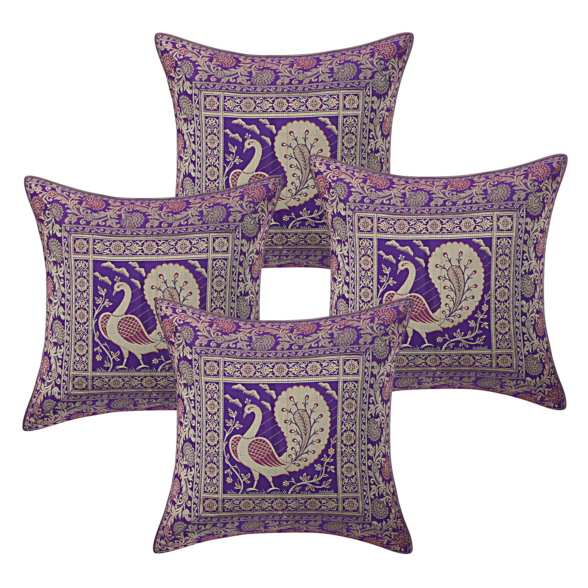 DK Homewares Ethnic Throw Pillow Covers 16x16 Inch Brocade Jacquard ...