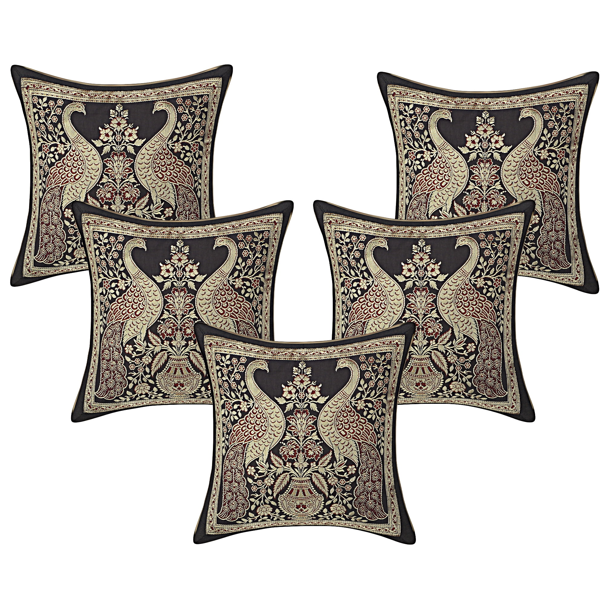 DK Homewares Ethnic Throw Pillowcases 12 x 12 Inch Brocade Jacquard ...