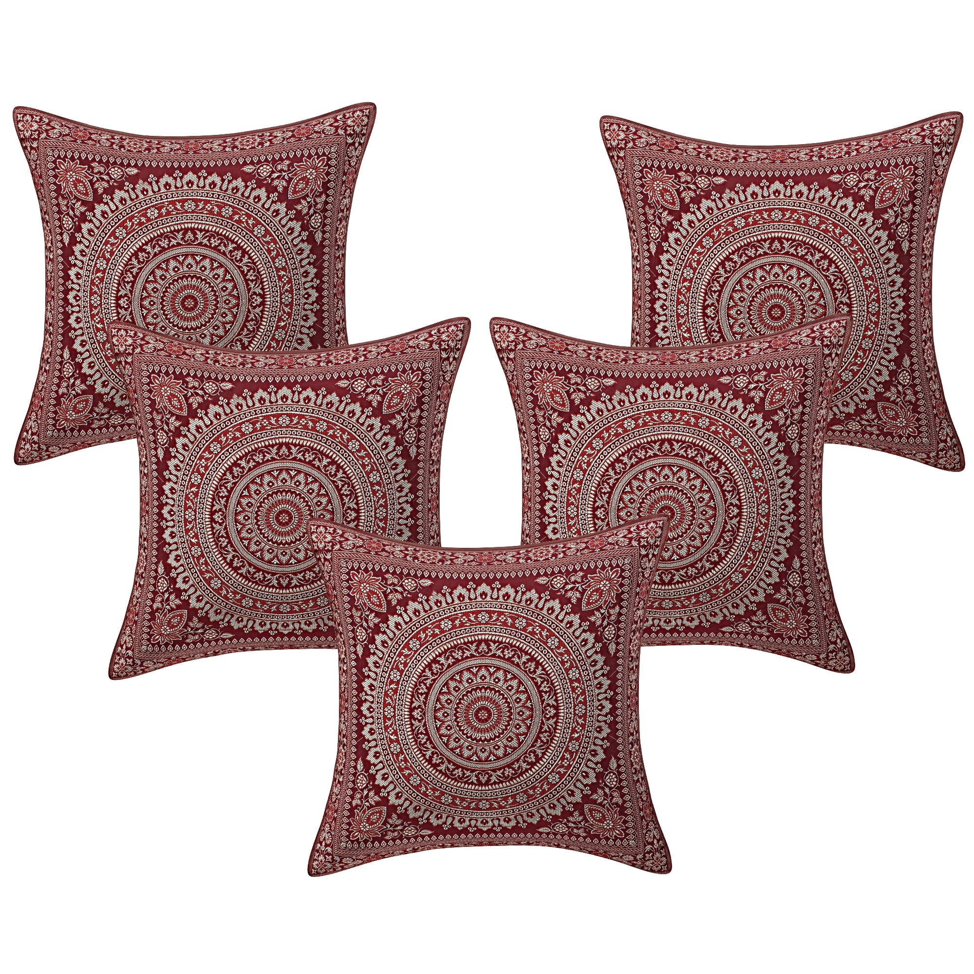 DK Homewares Ethnic Throw Pillowcases 16x16 Inch Brocade Jacquard Weave ...