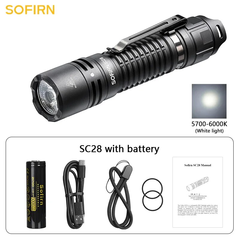 DK OutdoorLite SC28 XHP50B HD LED 2800Lm Type-C Rechargeable Flashlight ...