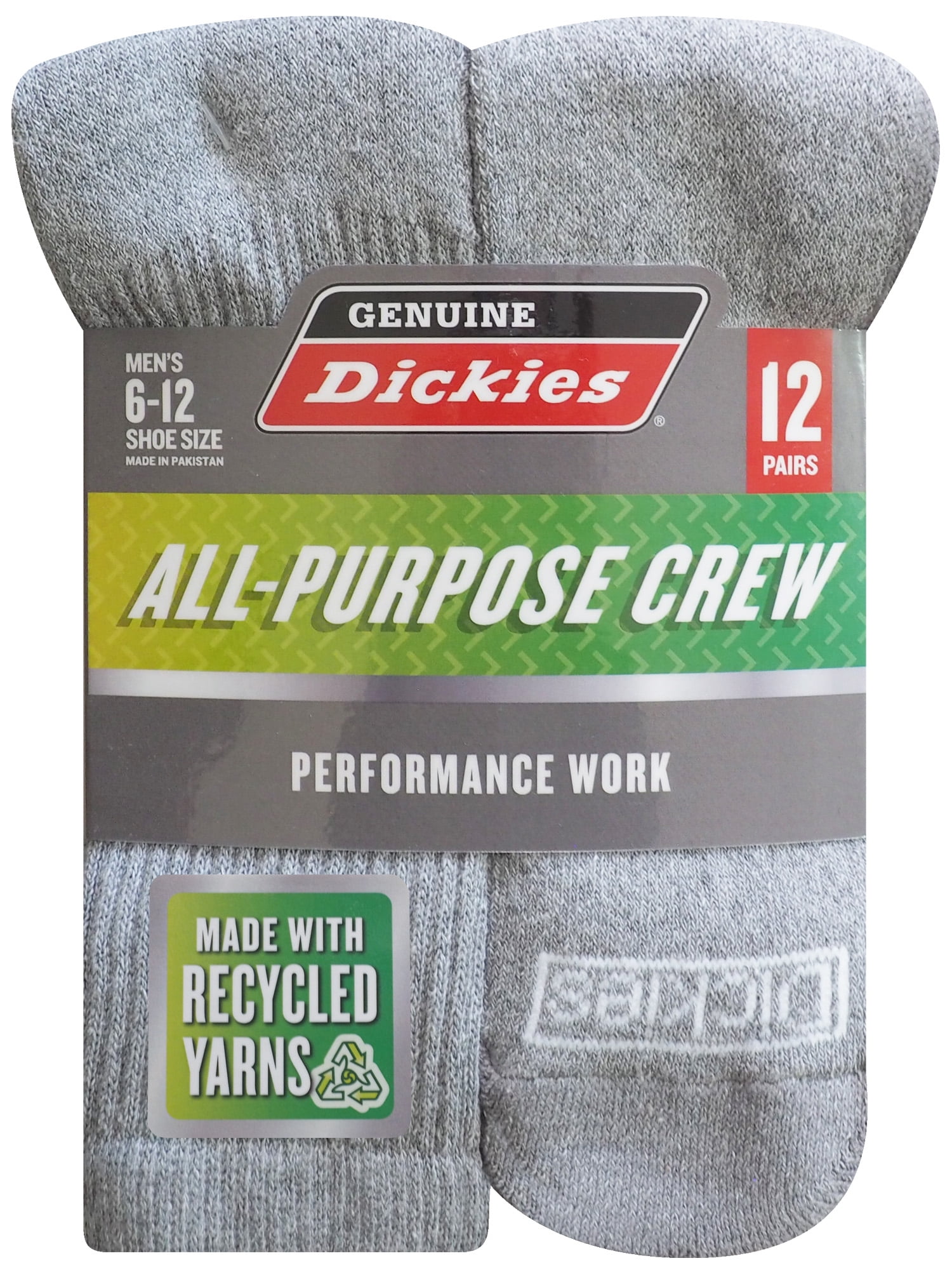 Dickies Men's Value Work Crew Sock, 12 Pack Lt Grey Size 6-12 - Walmart.com