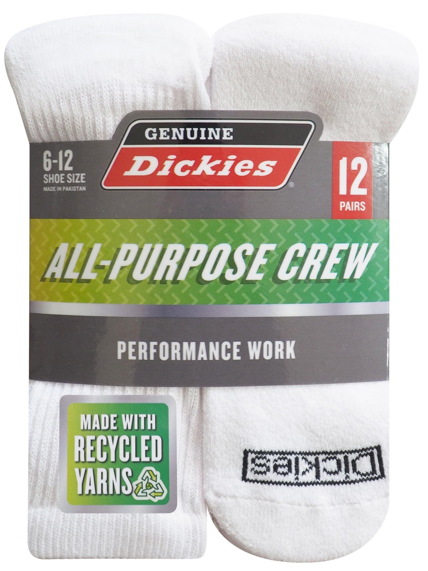 Dickies Men's Value Work Crew Sock,12 Pack White Size 6-12 - Walmart.com