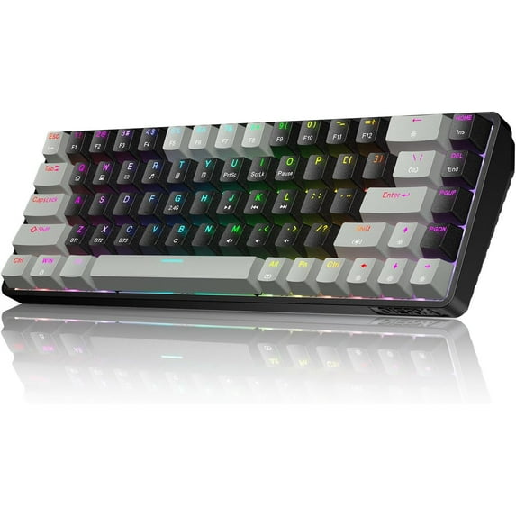DK68 60% Mechanical Gaming Keyboard, 3 Modes /2.4G/-C with Clicky Blue ...