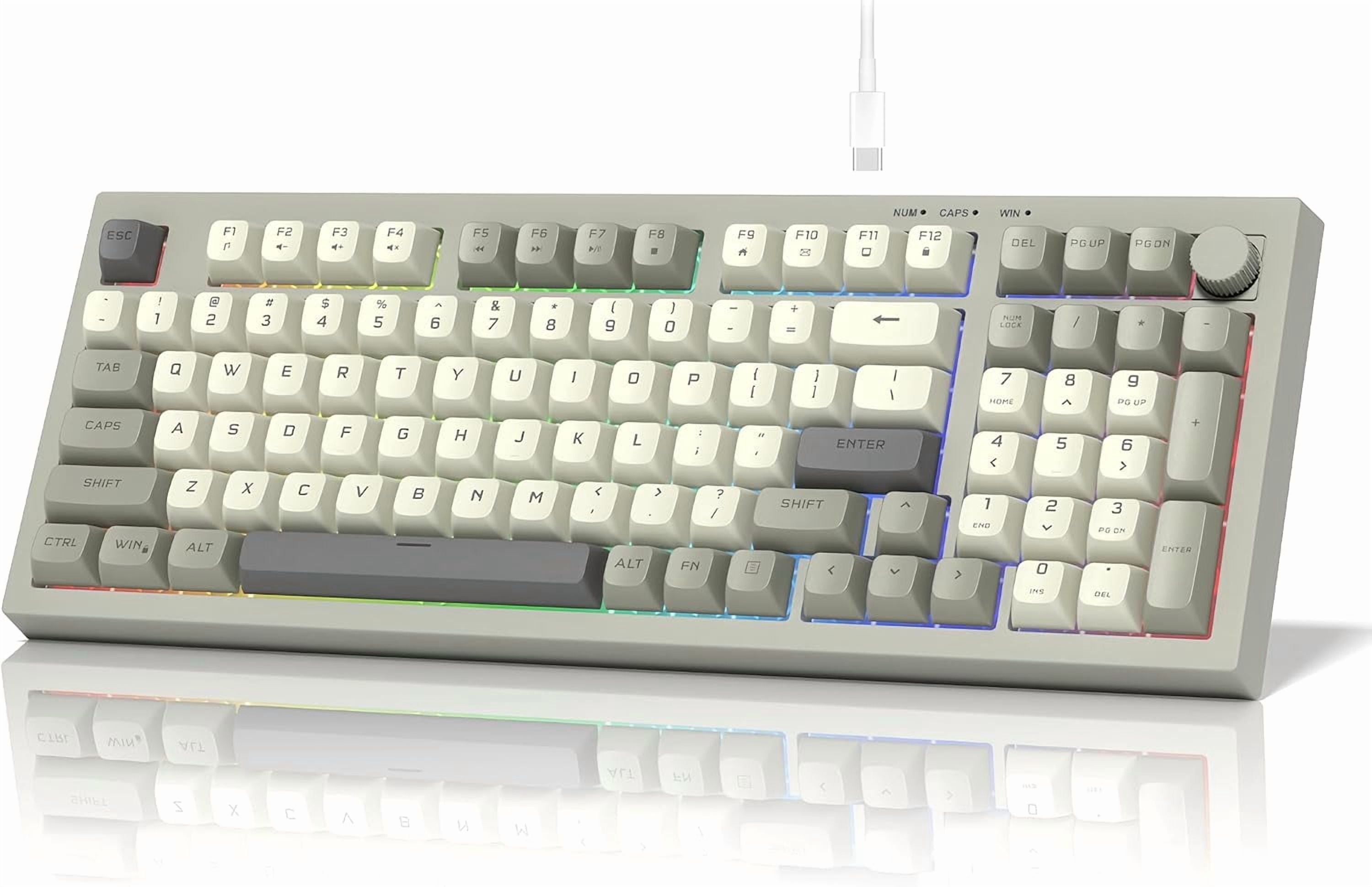 DK98 Retro Wired Gaming Keyboard Creamy Membrane with Rainbow Backlight ...