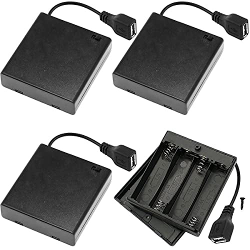 DKARDU 4 PCS 4 AA Battery Holder USB Switch, 6V USB Female Socket, 4 x ...