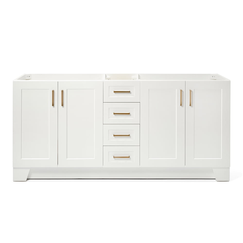 DKB Emilia 72-Inch White Double Bathroom Vanity Base Cabinet, Double ...