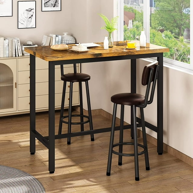 DKLGG 3 Piece Pub Dining Set, Modern bar Table and Stools for 2 Kitchen ...