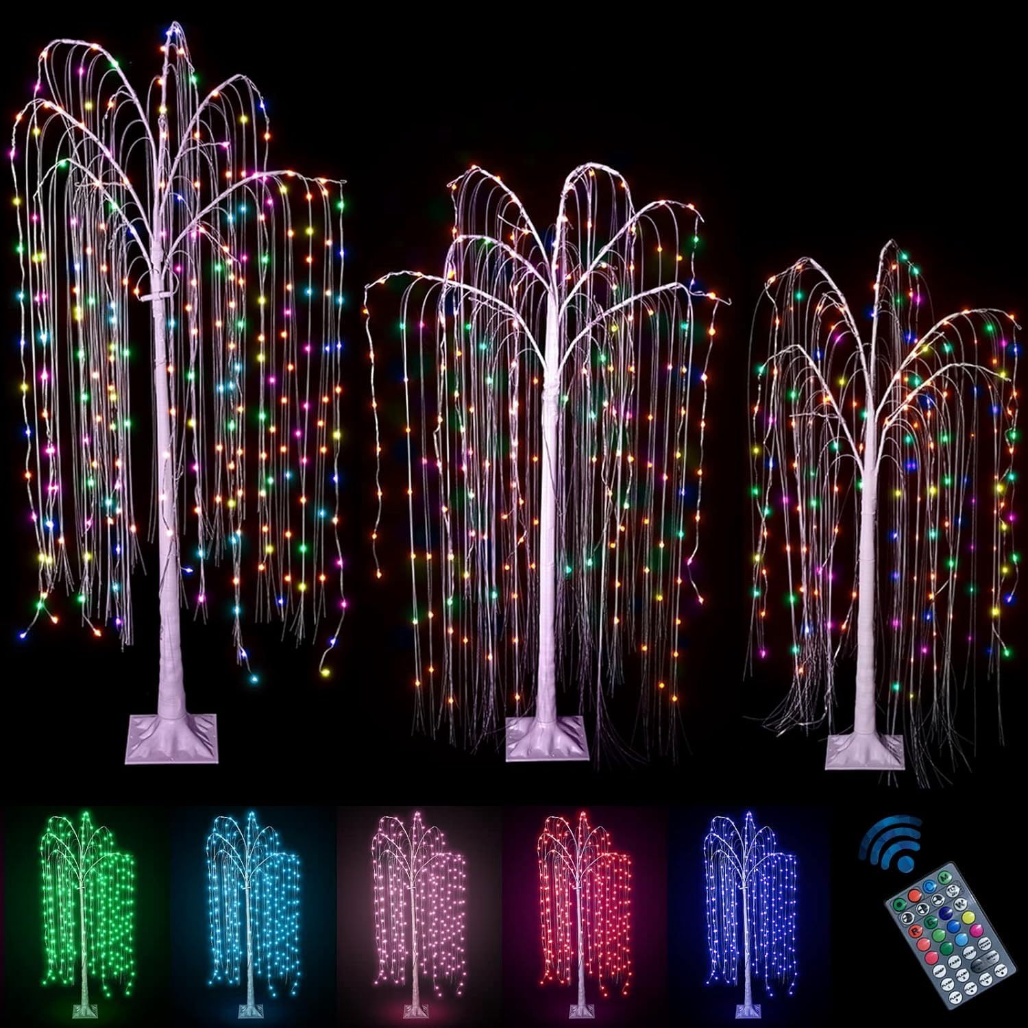DKLGG Lighted Willow Trees, 4FT 5FT 6FT RGB 12 Color Outdoor Christmas ...